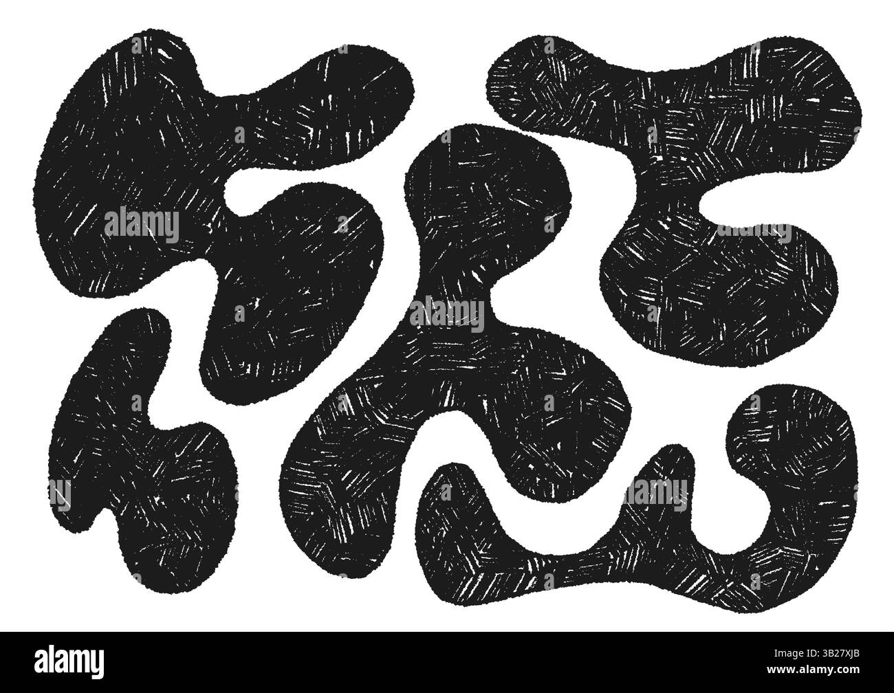 Set of fluid abstract blob shapes with drawn with crayon. Various ...