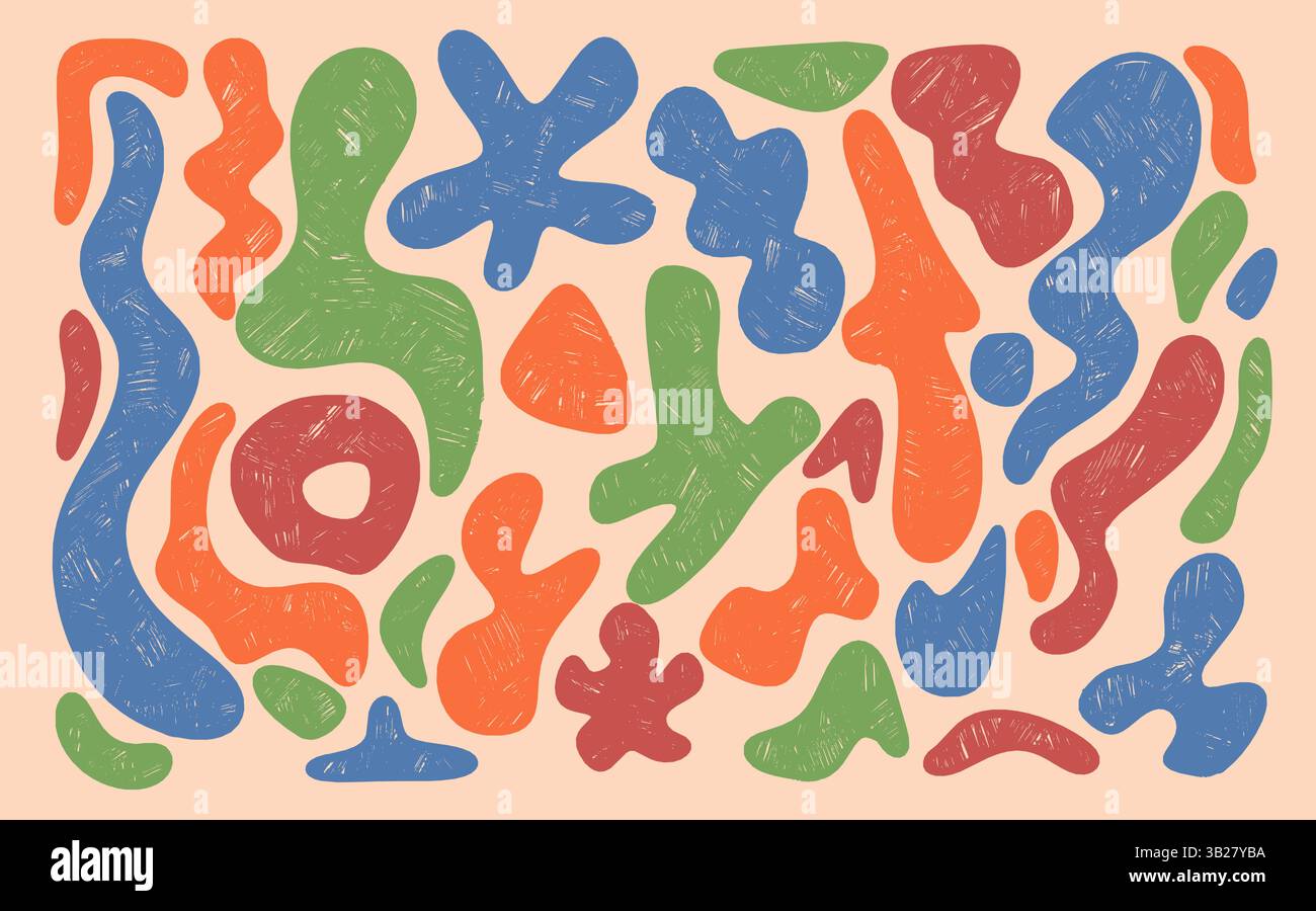 Set of color geometric shapes crayon drawn. Vector illustration Stock ...