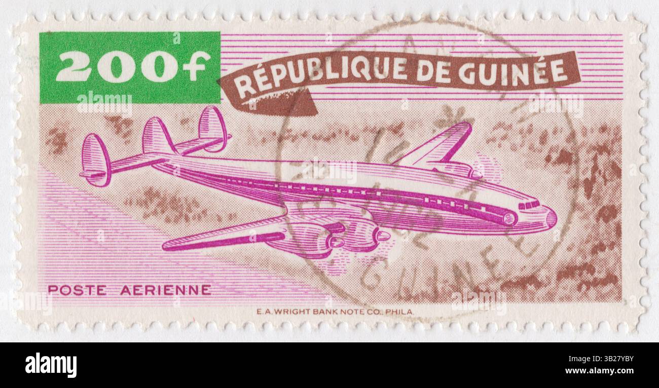 GUINEA - 1959 June 15: 200 francs emerald, brown and lilac Air Post ...