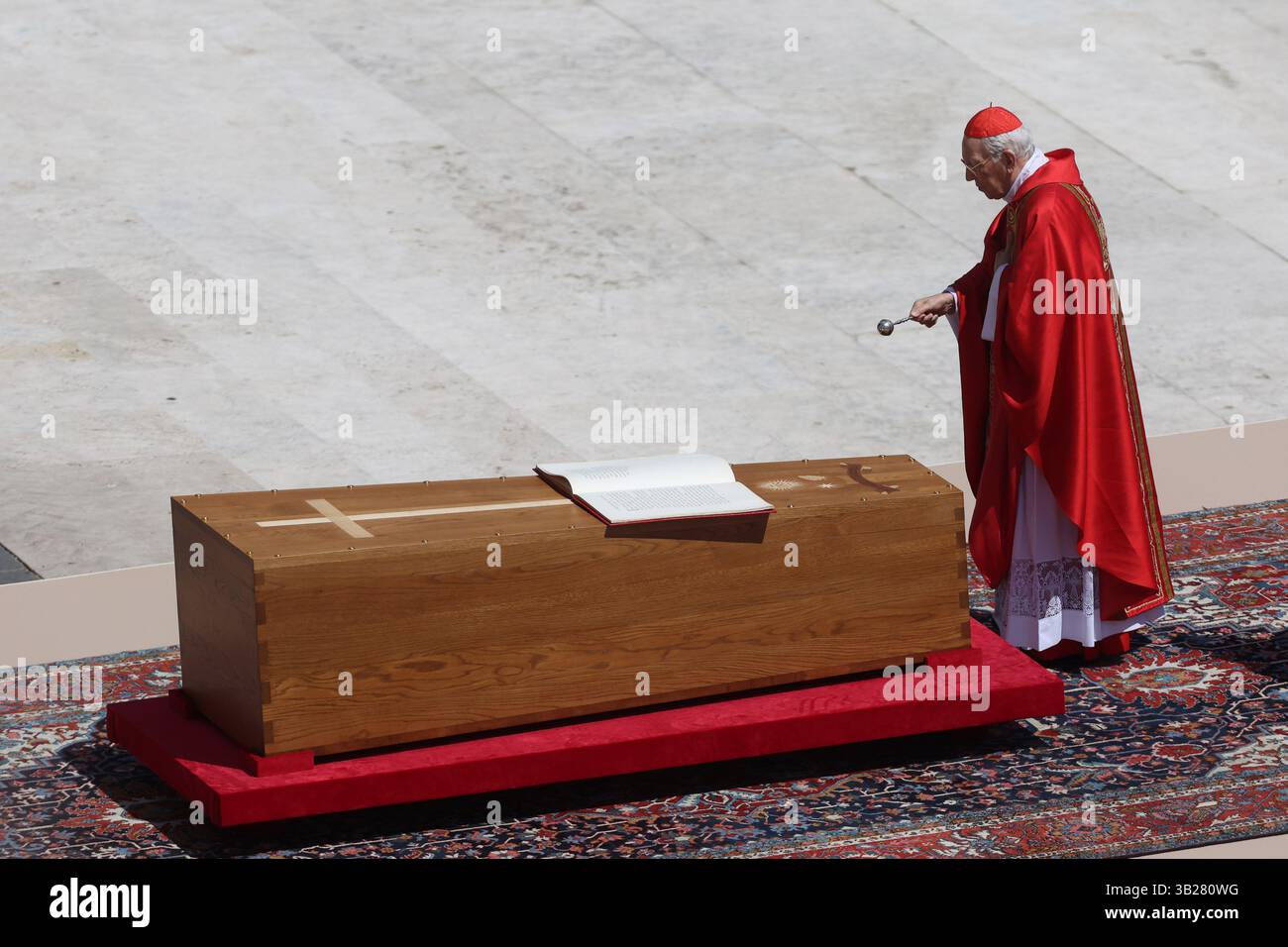 Vatican City, April 26, 2025: Cardinal Giovanni Battista Re imparts the ...