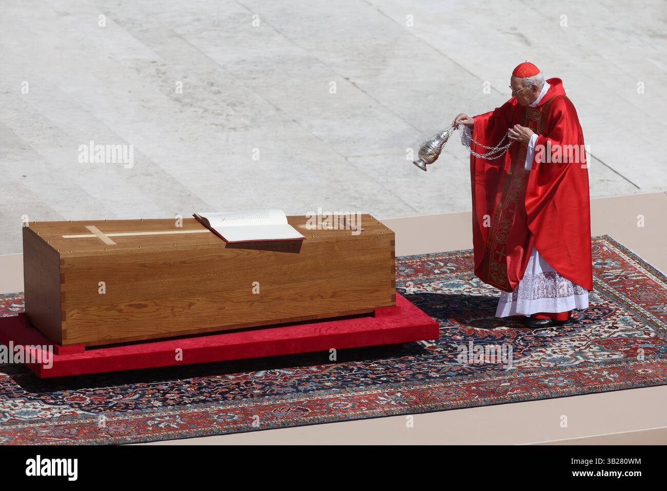 Vatican City, April 26, 2025: Cardinal Giovanni Battista Re imparts the ...