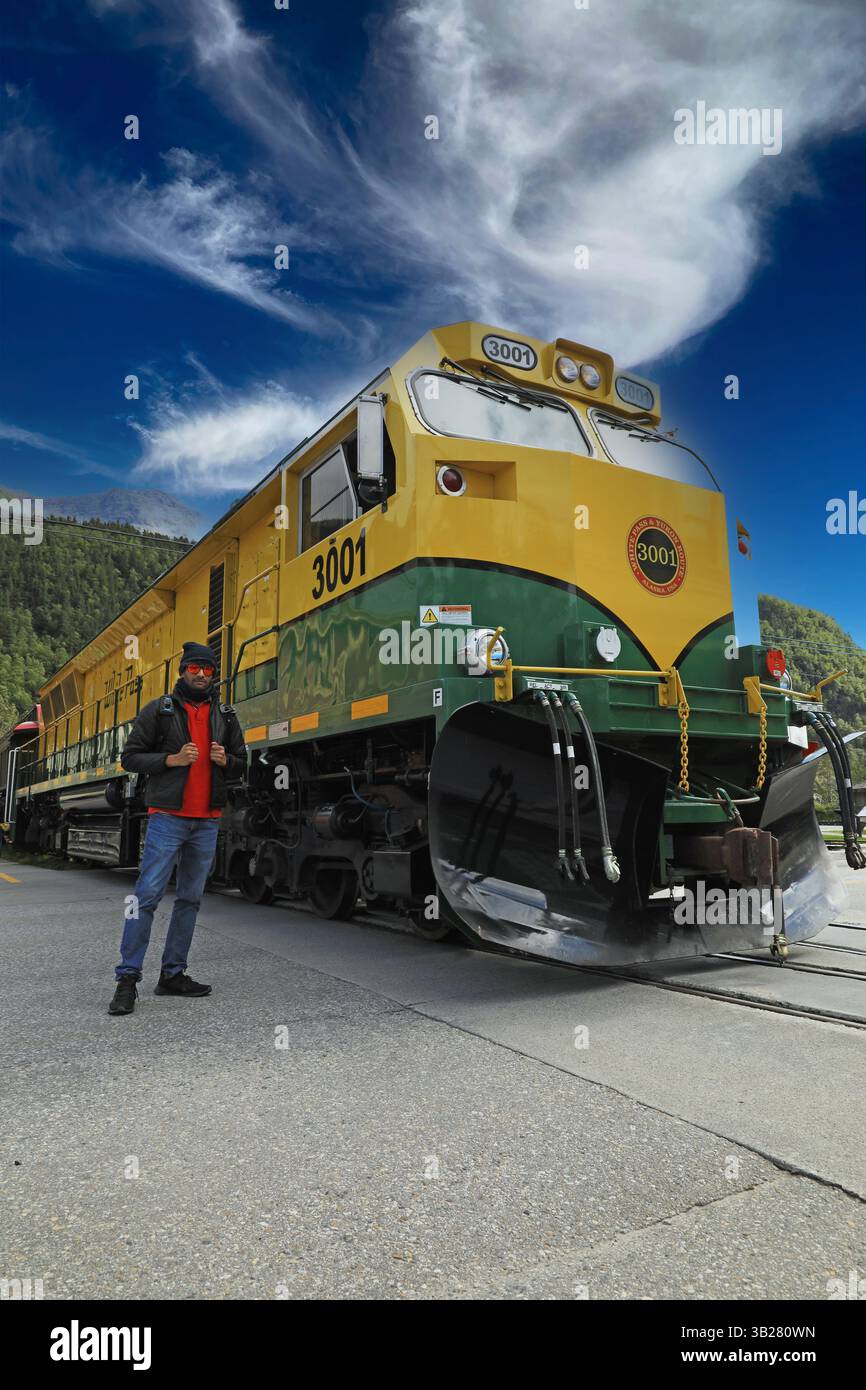 General Electric diesel locomotive. White Pass and Yukon Route railroad ...