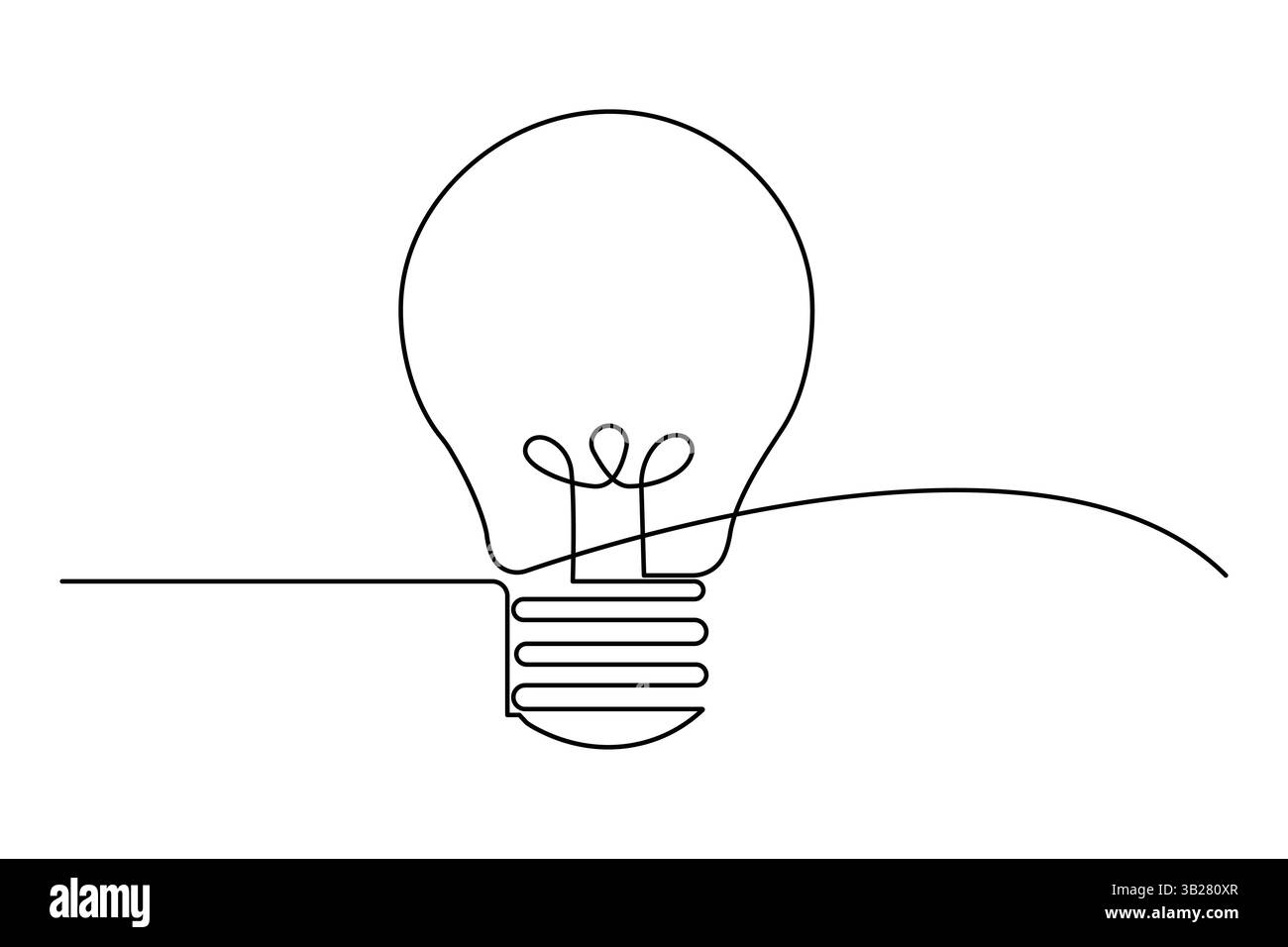 Light bulb continuous one line drawing of bulb minimalist outline ...
