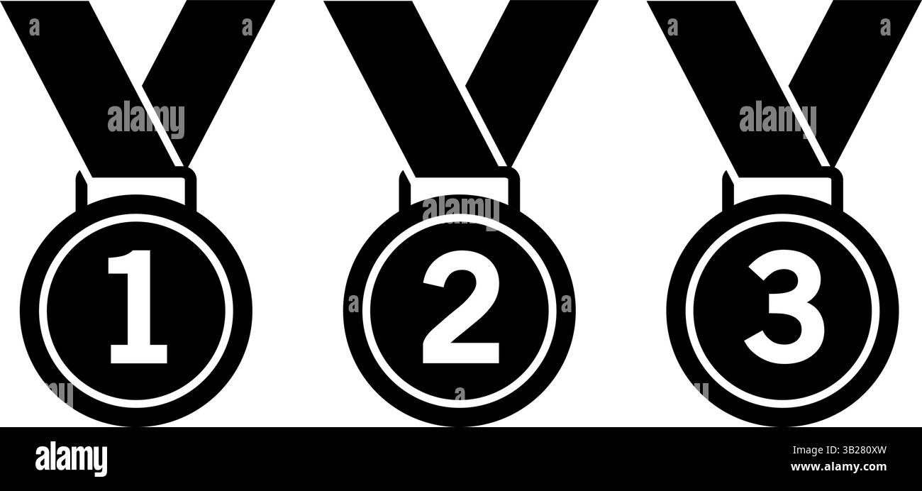 Gold, Silver, Bronze Medal Set Vector – 1st, 2nd, 3rd Place Award Icons ...