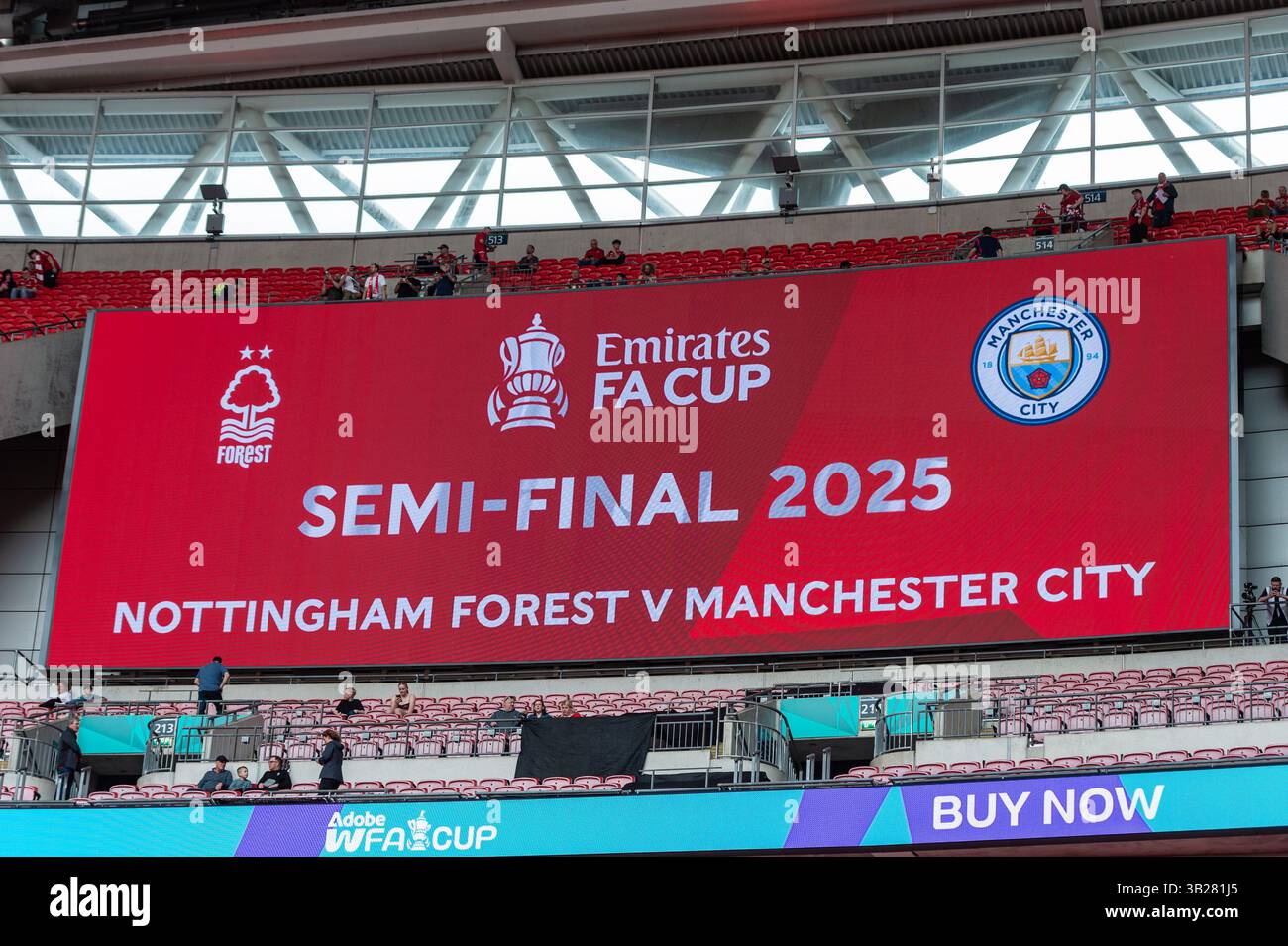 A view of the scoreboard ahead of the FA Cup Semi Final match between ...