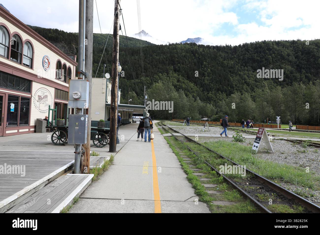 Klondike Gold Rush town. Broadway Street historic buildings originally ...