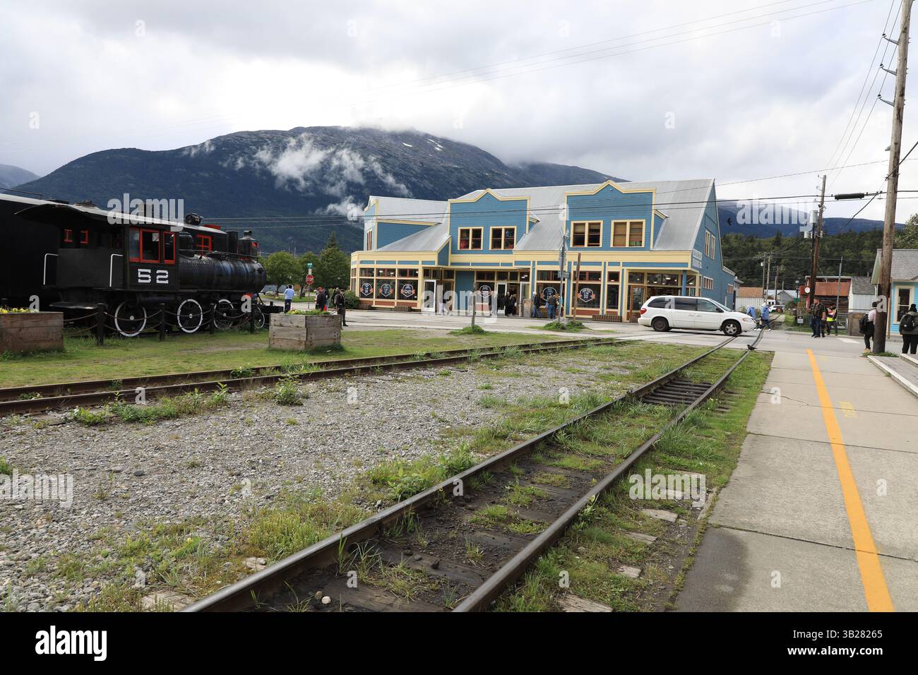 Klondike Gold Rush town. Broadway Street historic buildings originally ...