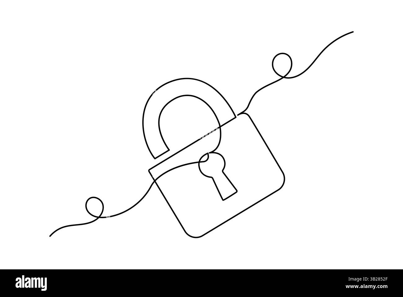 Lock continuous one line drawing of Isolated outline vector design ...