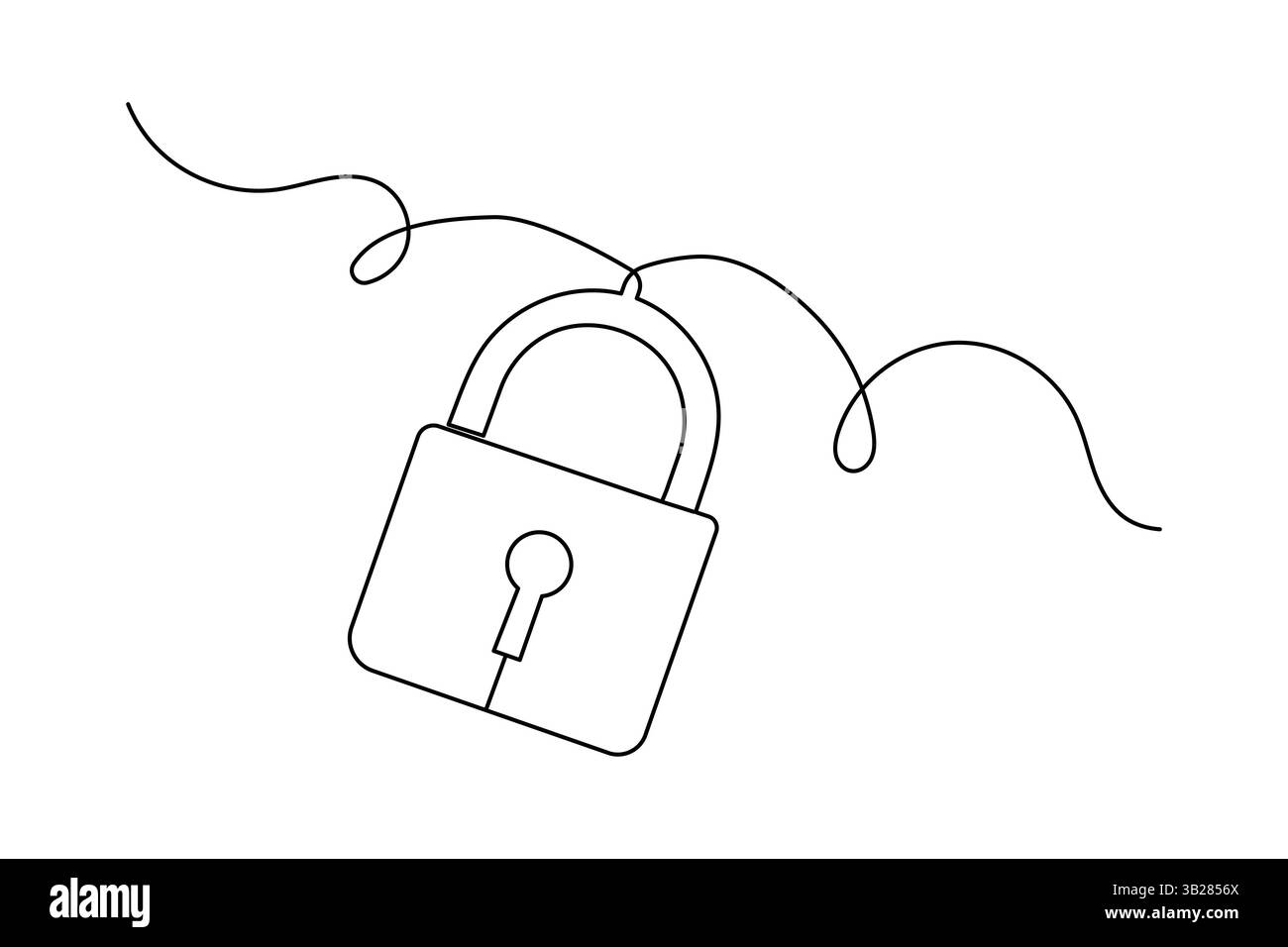 Lock continuous one line drawing of Isolated outline vector design ...