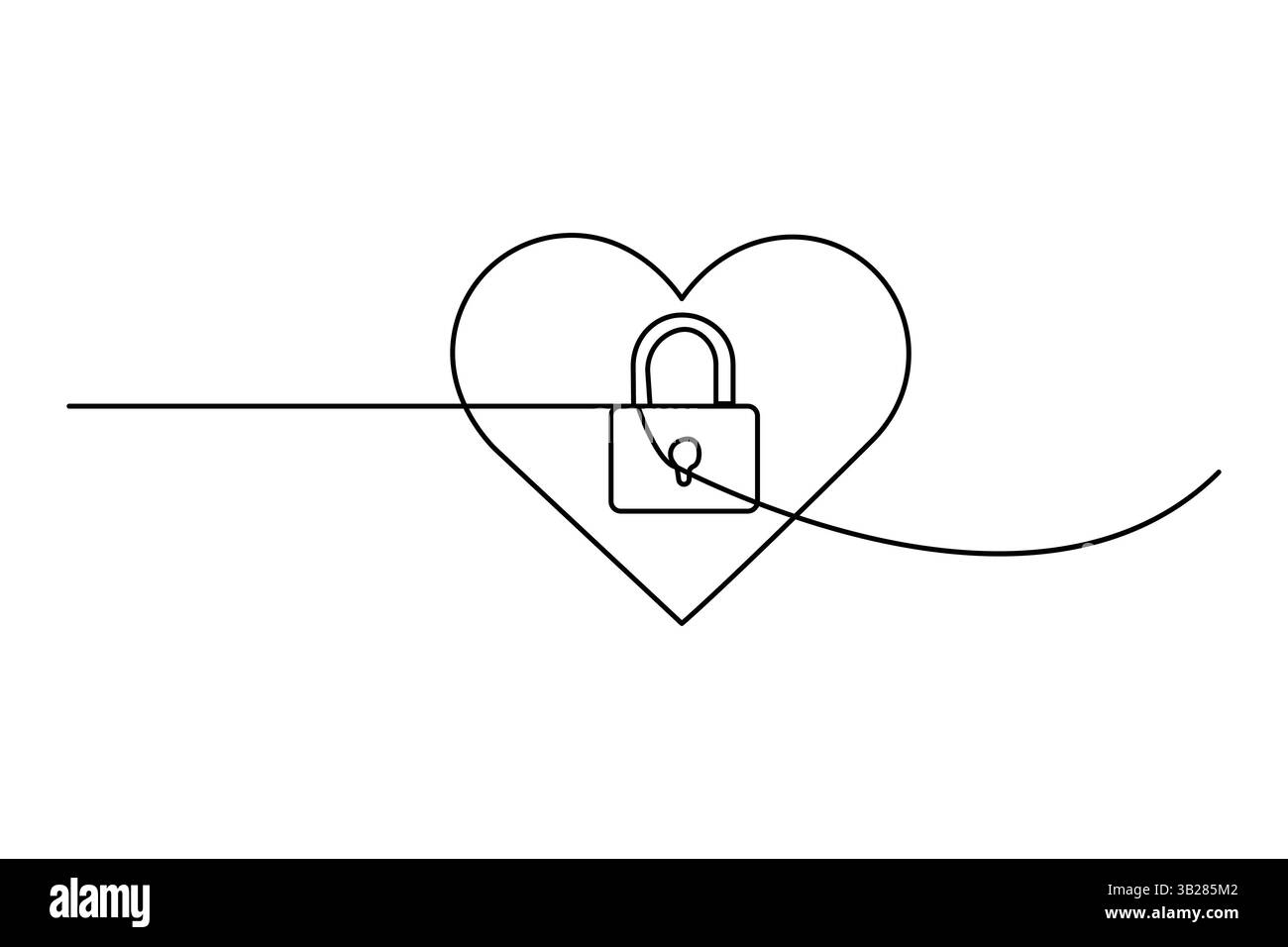 Lock continuous one line drawing of Isolated outline vector design ...