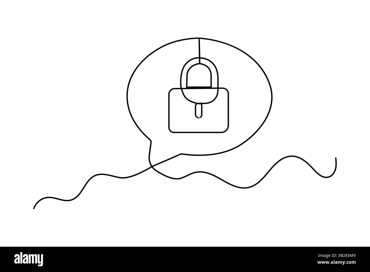 Lock continuous one line drawing of Isolated outline vector design ...