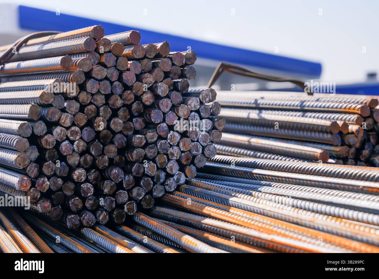 New reinforcement bars after production. Building structures Stock ...