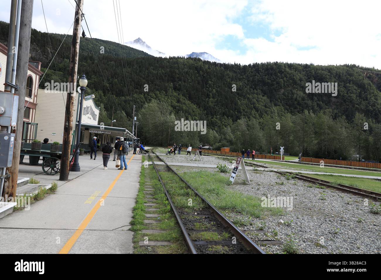Klondike Gold Rush town. Broadway Street historic buildings originally ...