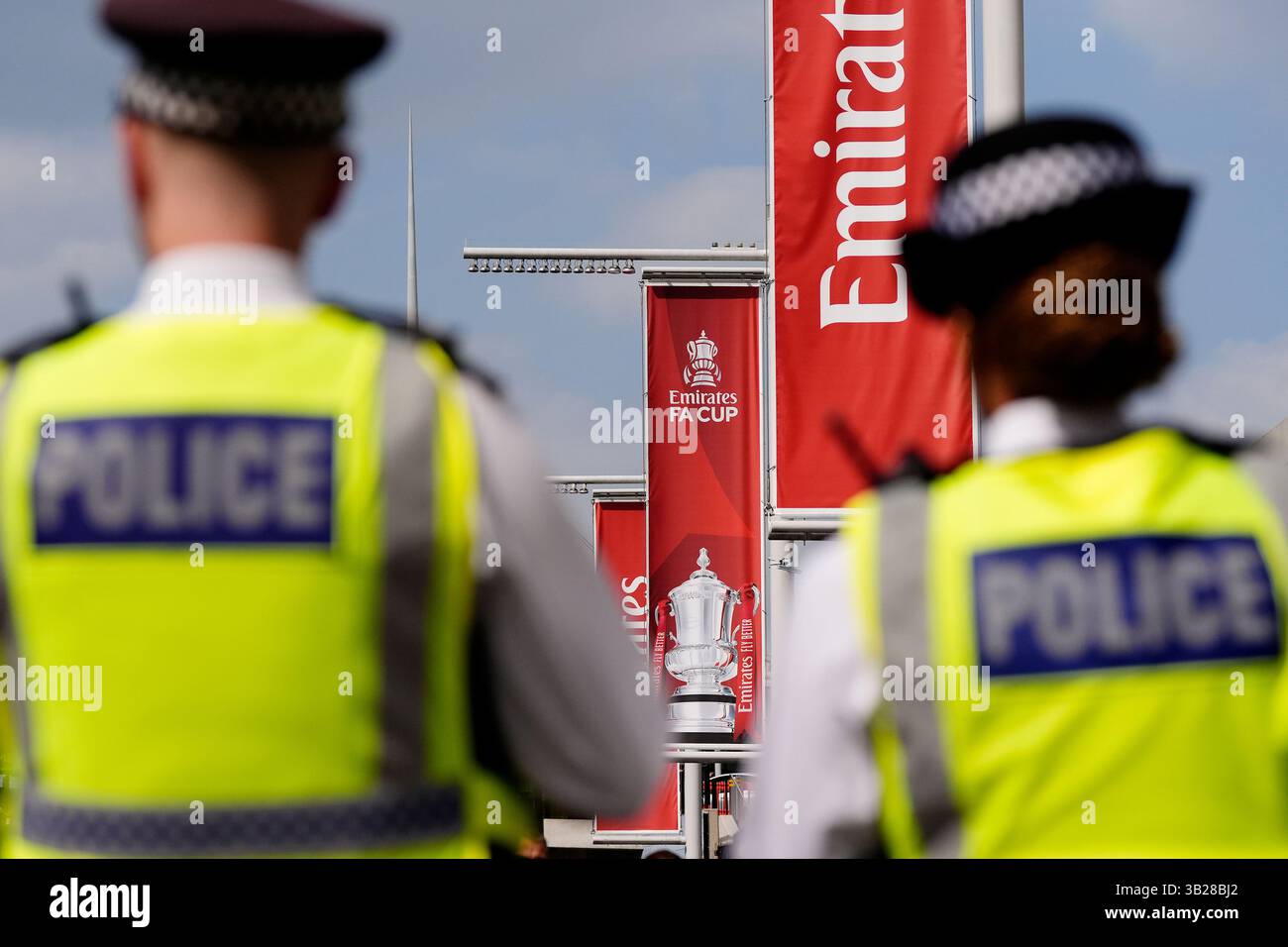 Police on patrol on Wembley Way ahead of the Emirates FA Cup Semi Final ...