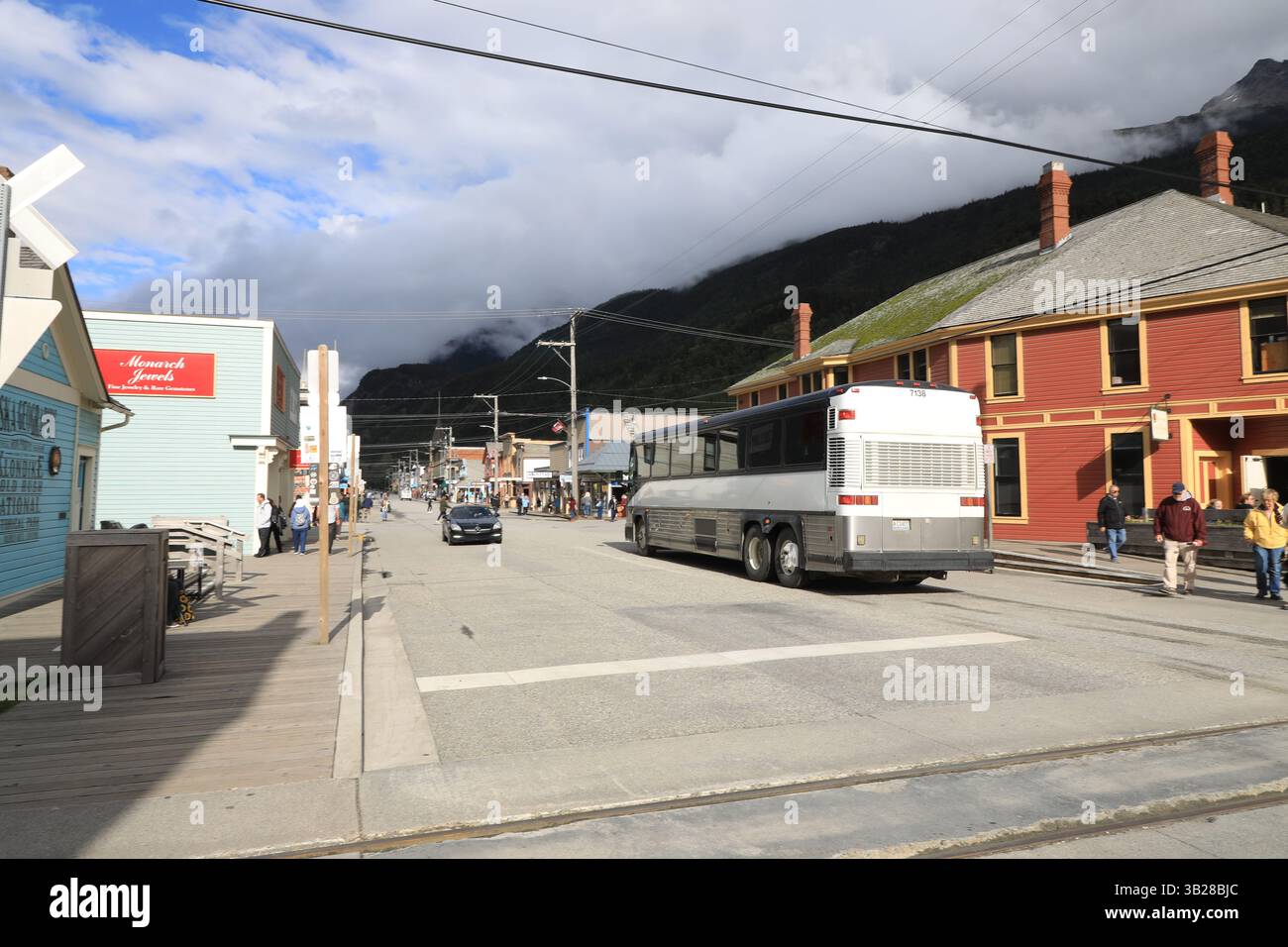 Klondike Gold Rush town. Broadway Street historic buildings originally ...
