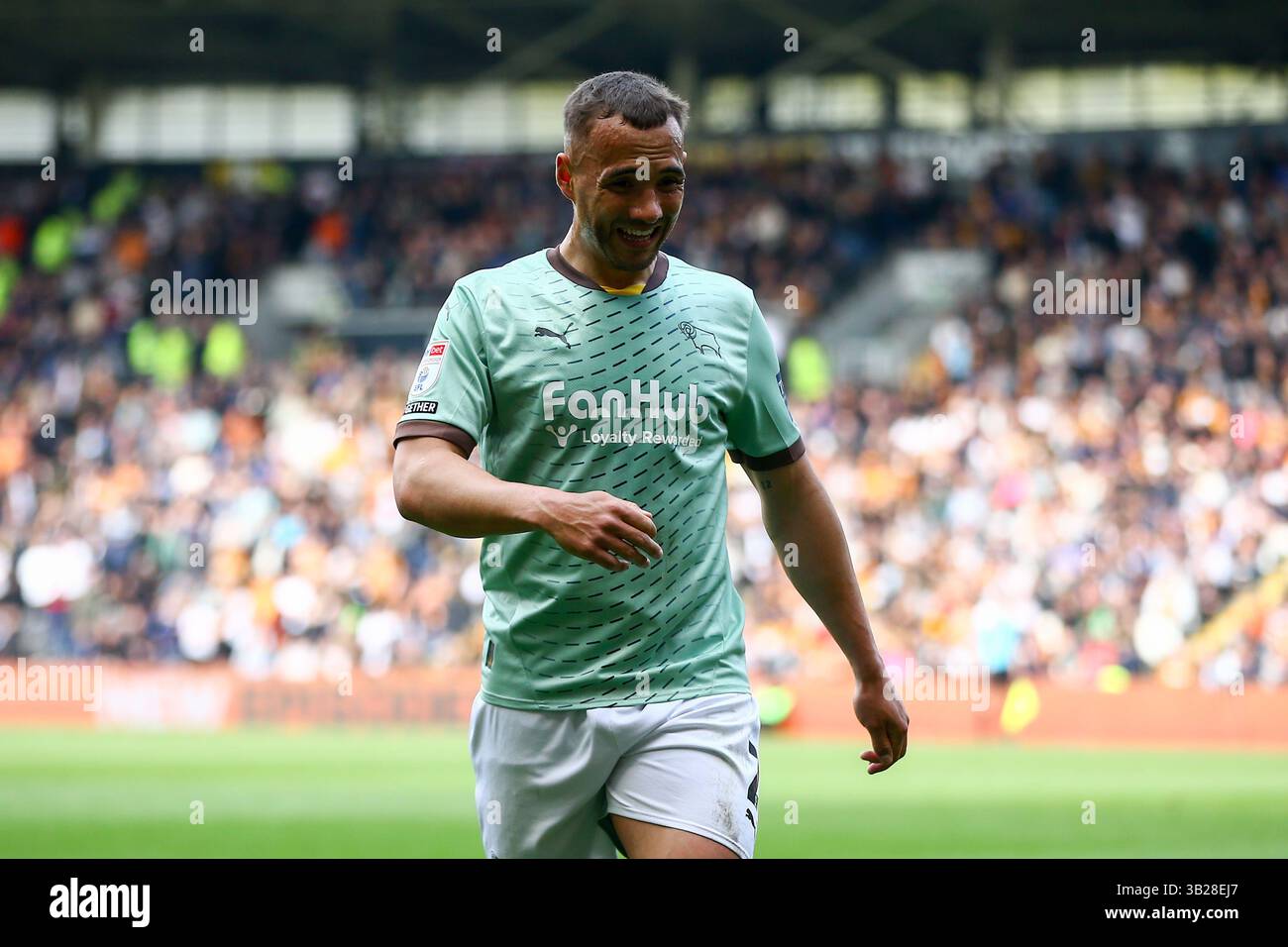 MKM Stadium, Hull, England - 26th April 2025 Kane Wilson (2) of Derby ...