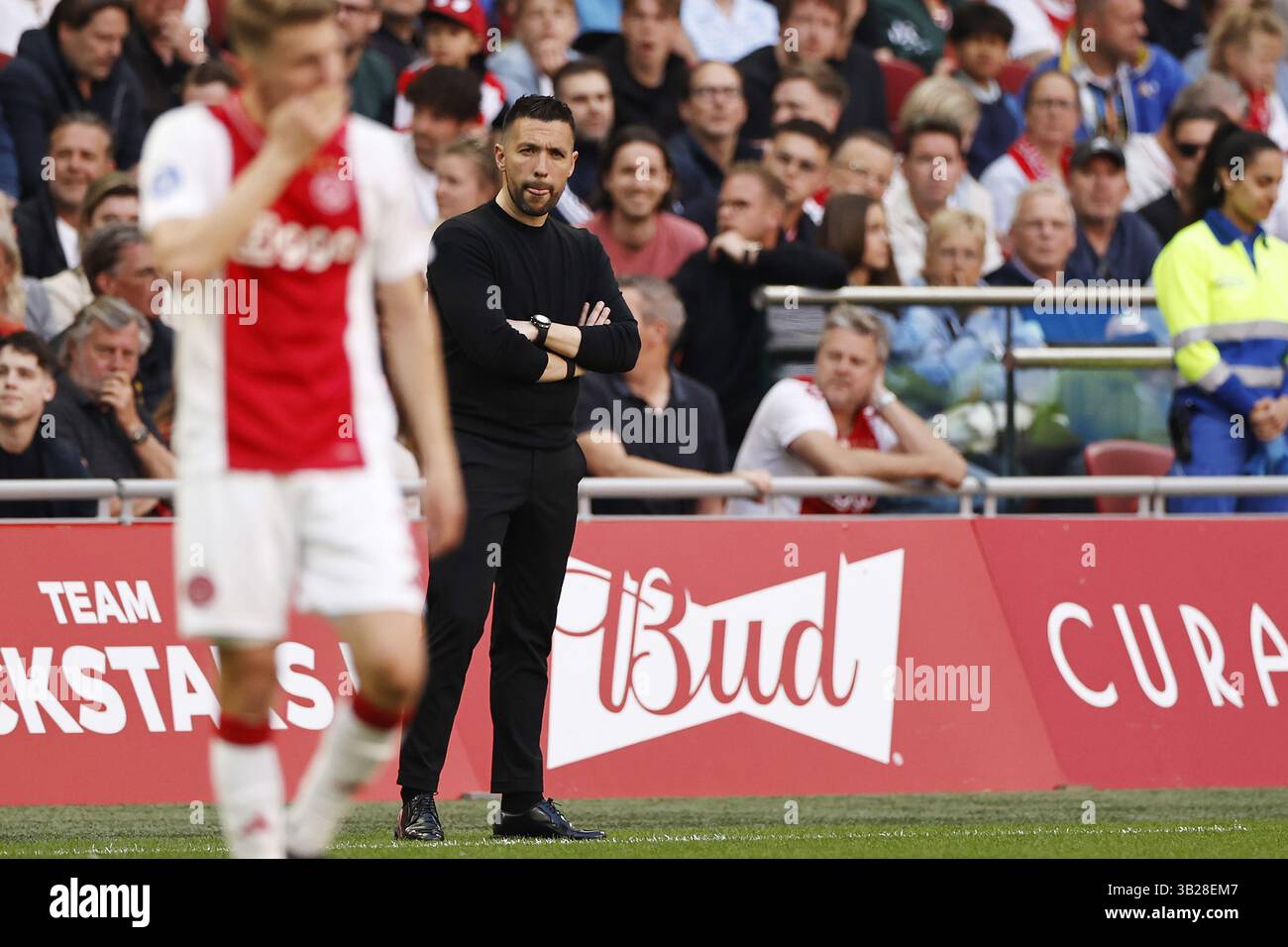 AMSTERDAM - (l-r) Anton Gaaei of Ajax, Ajax coach Francesco Farioli ...