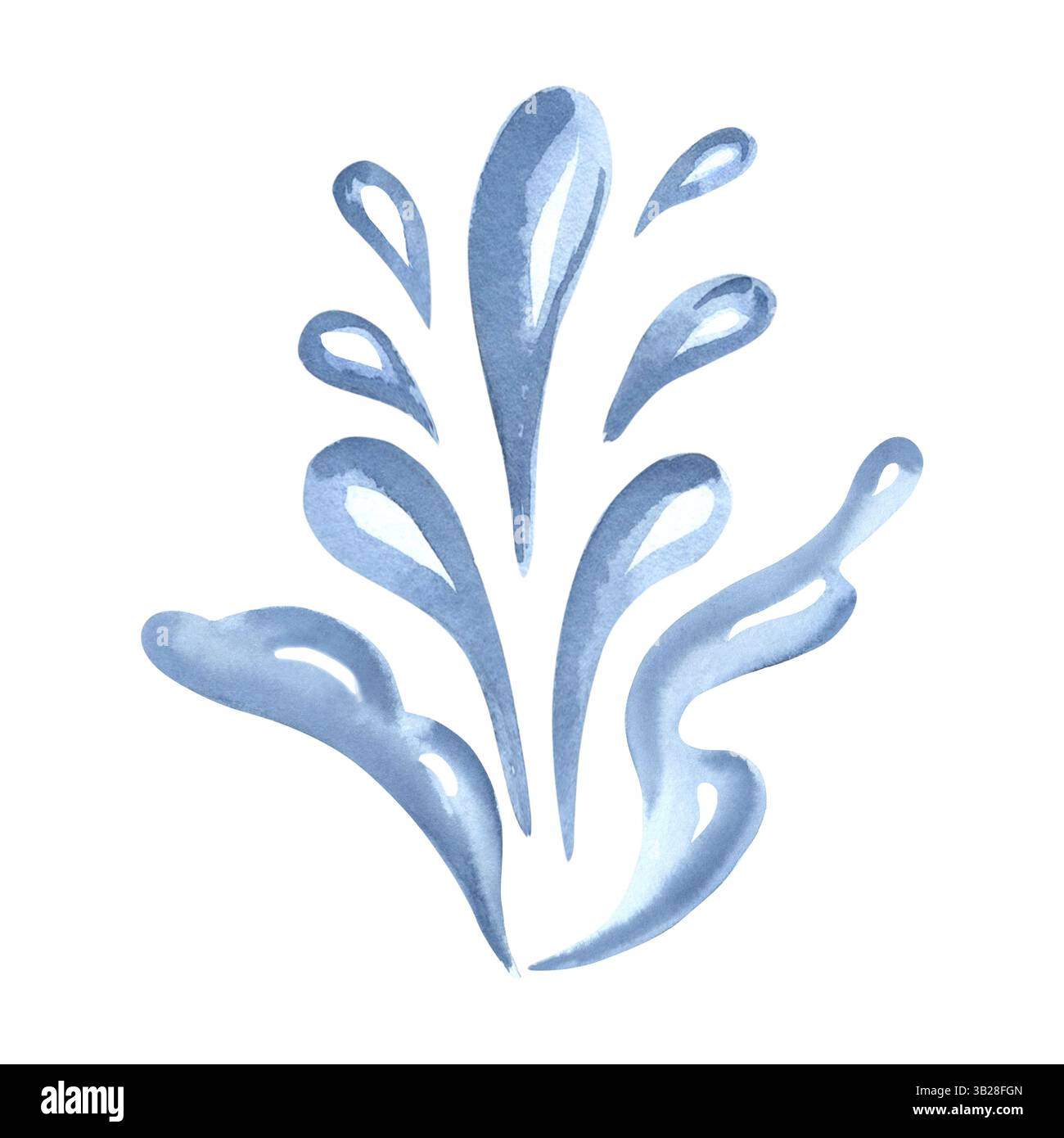 Fountain of blue drops of sea water watercolor illustration for kids ...