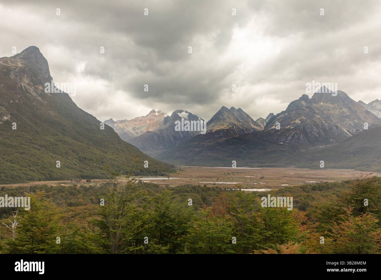 The Fuegian Andes are seen from National Route 3 (Ruta Nacional 3) just ...