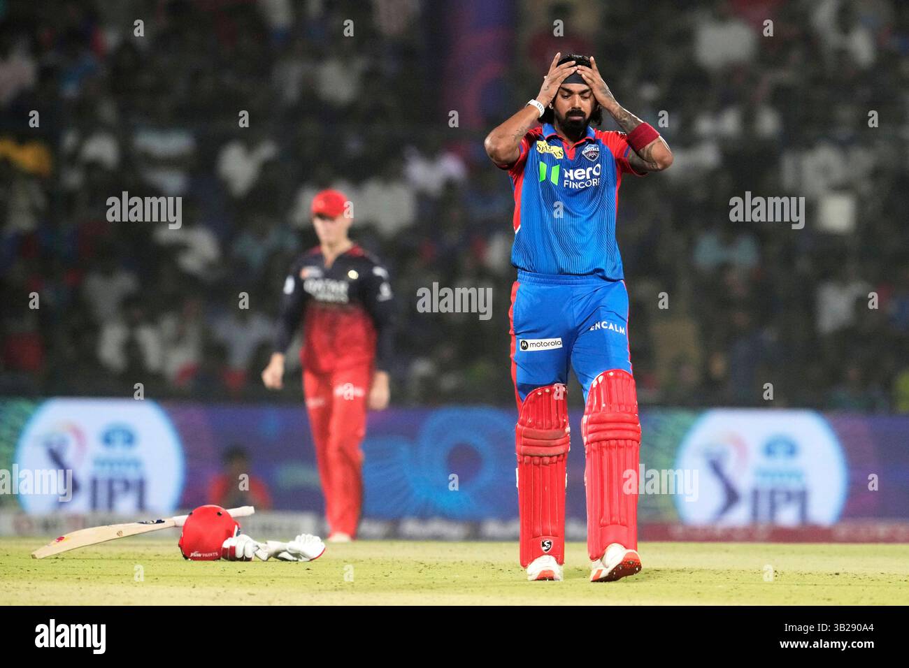 Delhi Capitals' KL Rahul adjusts his headband during the Indian Premier ...