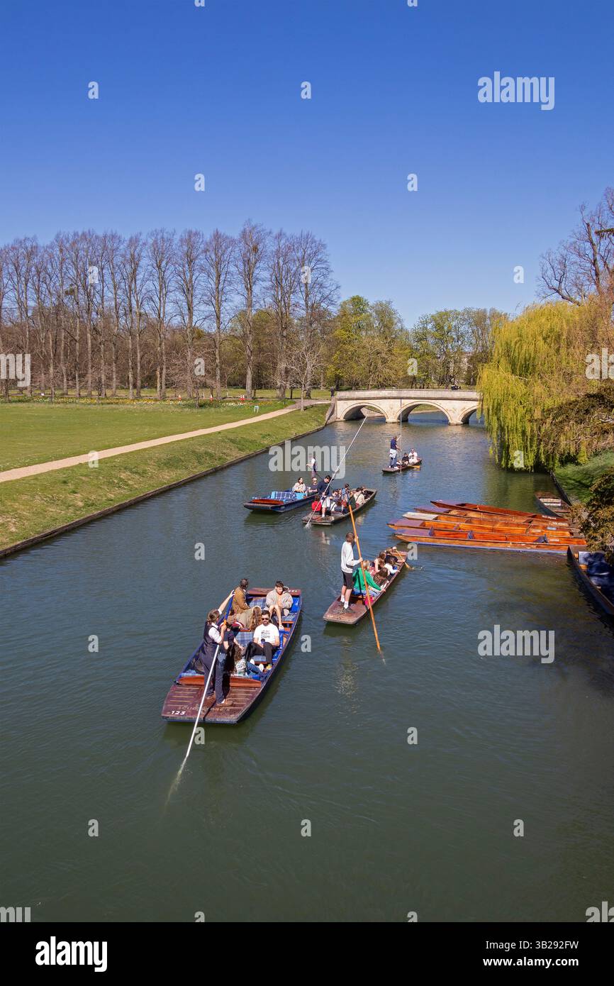 Punting, Trinity Bridge, River Cam, Cambridge, England, Great Britain ...