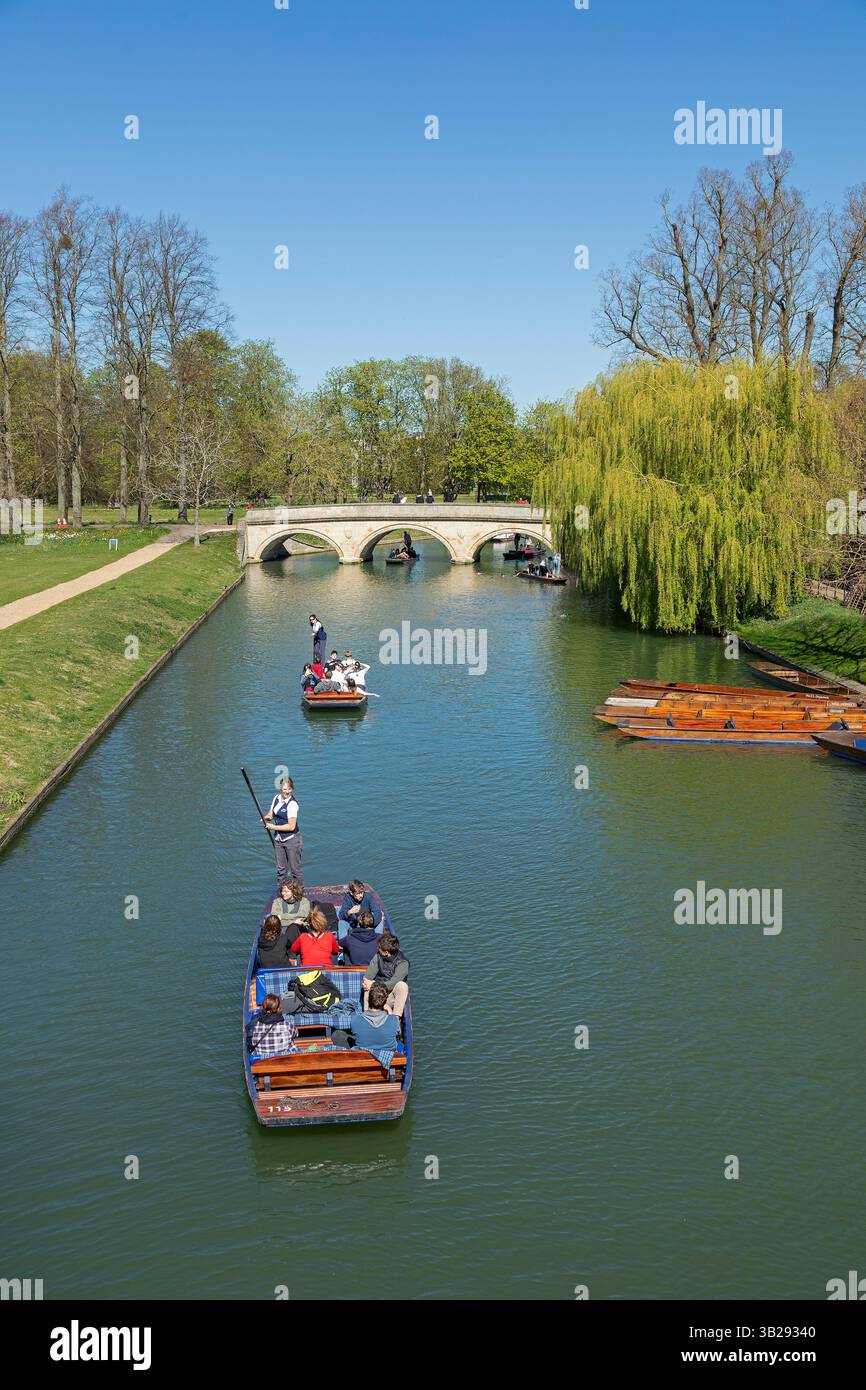 Punting, Trinity Bridge, River Cam, Cambridge, England, Great Britain ...