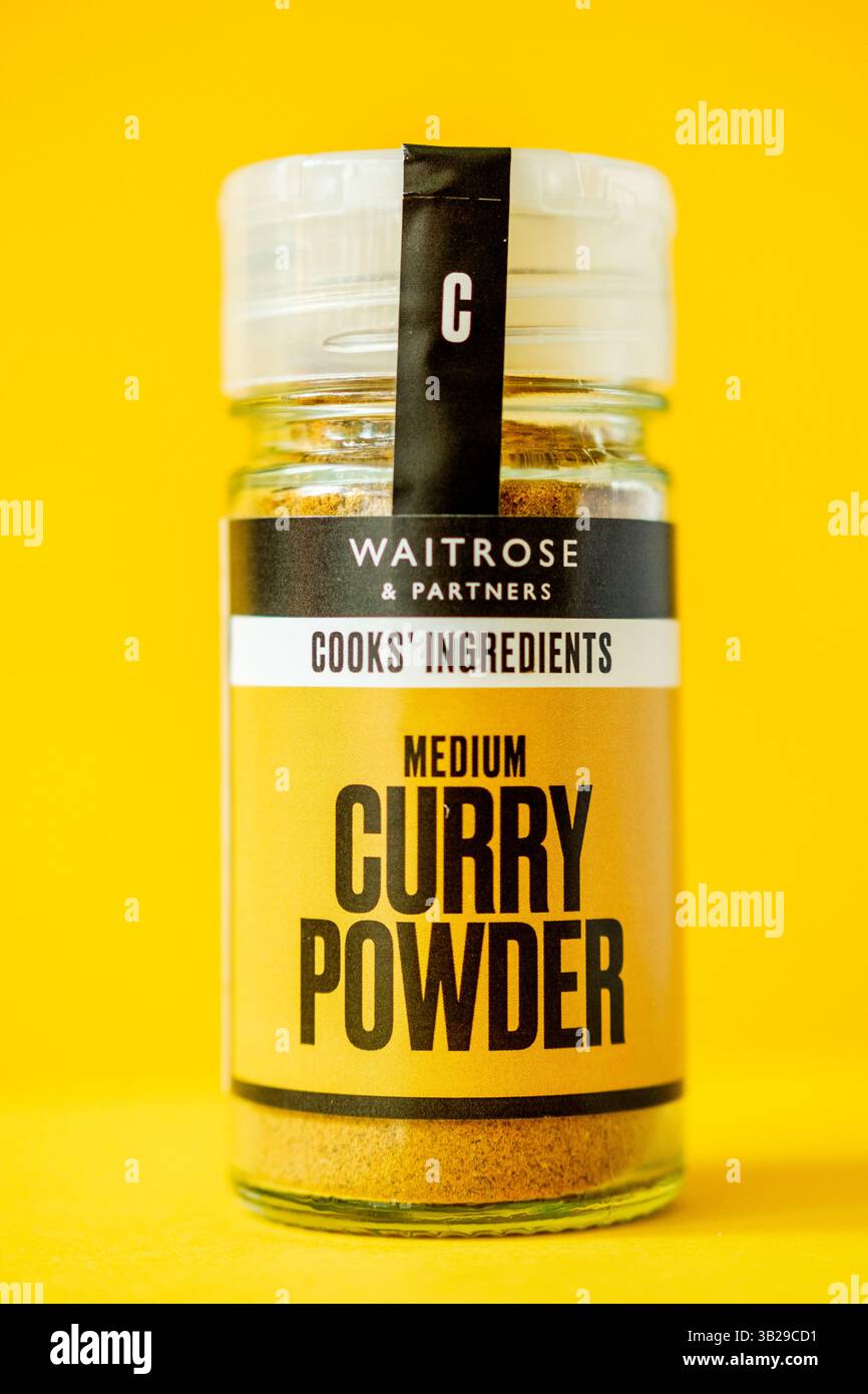 London UK, April 27 2025, Jar Waitrose Medium Spict Curry Powder Stock ...