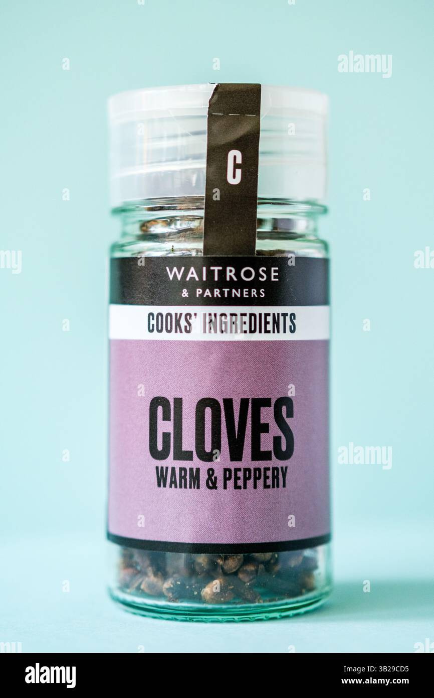 London UK, April 27 2025, Jar Waitrose Warm and Peppery Cloves Stock ...