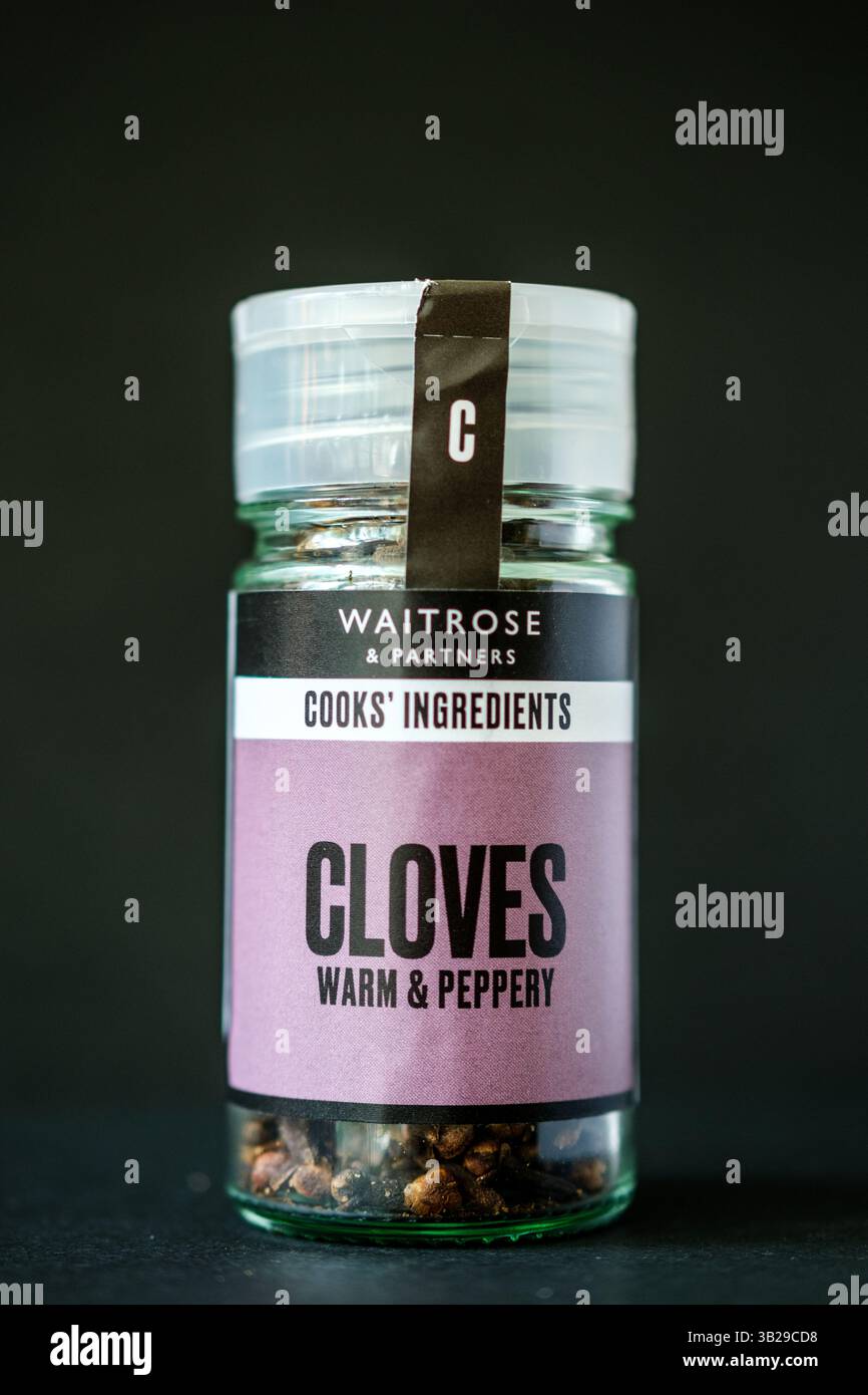 London UK, April 27 2025, Jar Waitrose Warm and Peppery Cloves Stock ...
