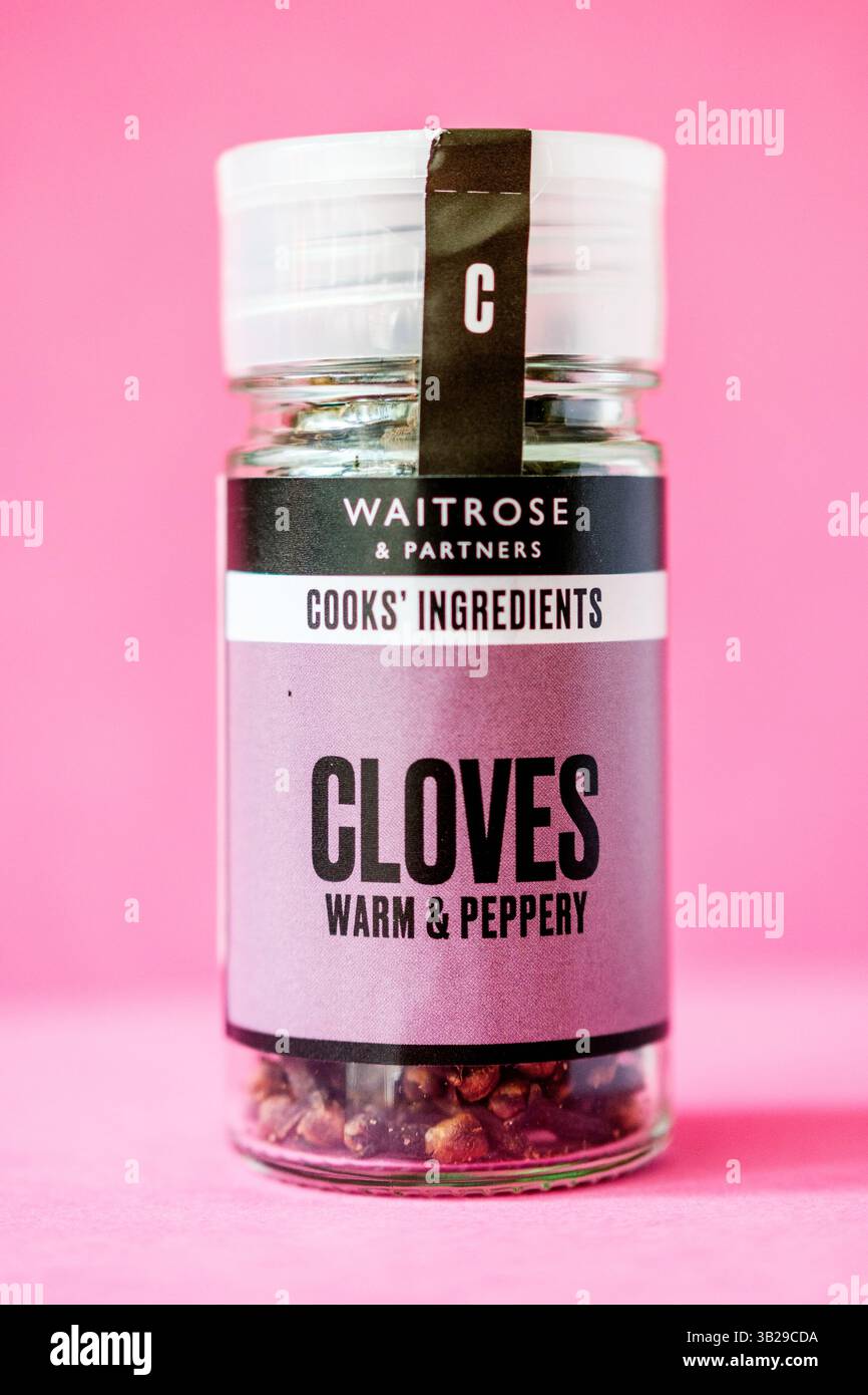 London UK, April 27 2025, Jar Waitrose Warm and Peppery Cloves Stock ...