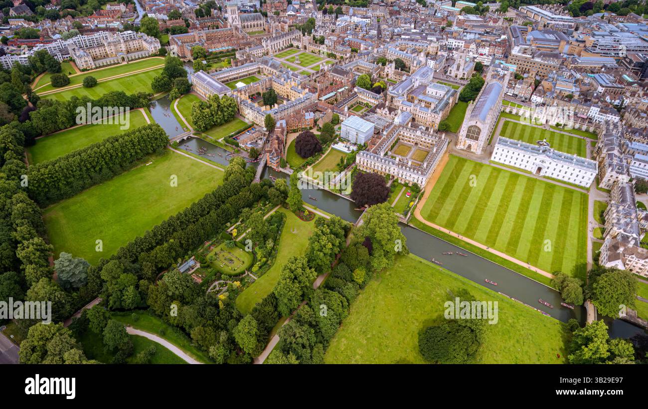 Historic Academia from Above. Breathtaking aerial view of Cambridge ...