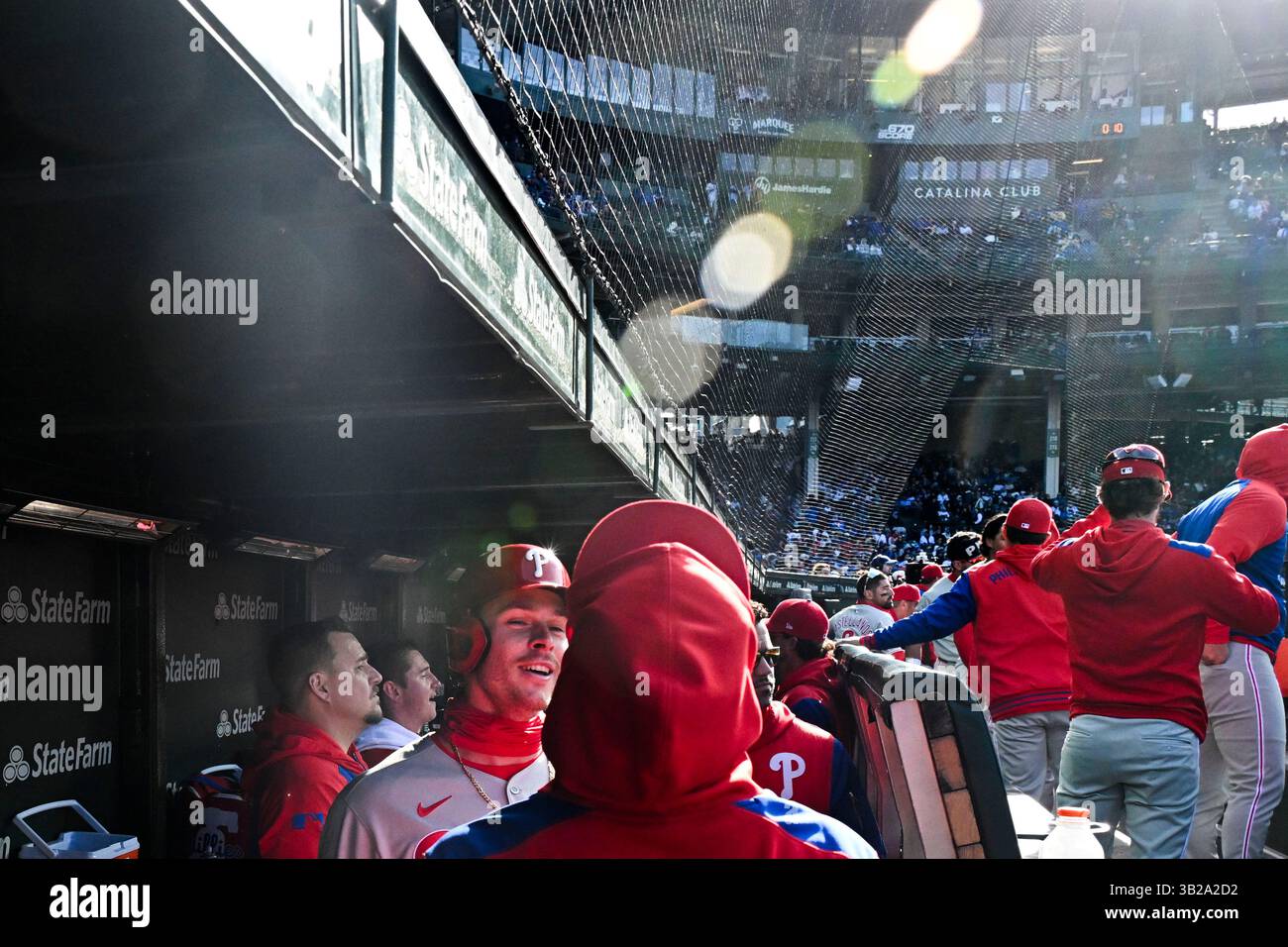 Philadelphia Phillies' Max Kepler celebrates in the dugout after ...