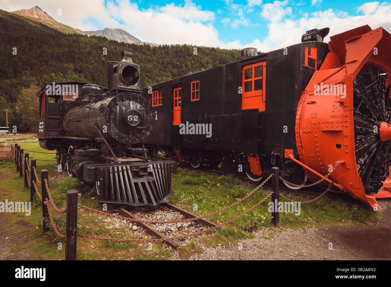 Historic engine with snow plow, snow fleet, White Pass & Yukon Route ...