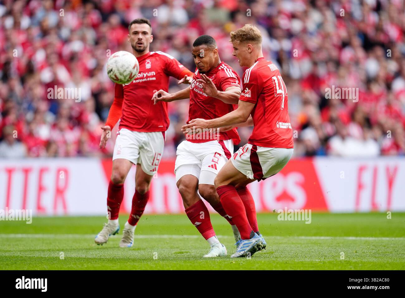 Nottingham Forest's Murillo (centre) and Zach Abbott (right) in action ...