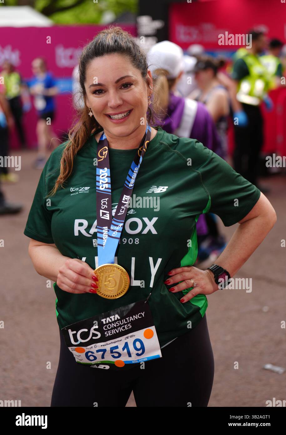 Kelly Brook after crossing the finish line during the TCS London ...