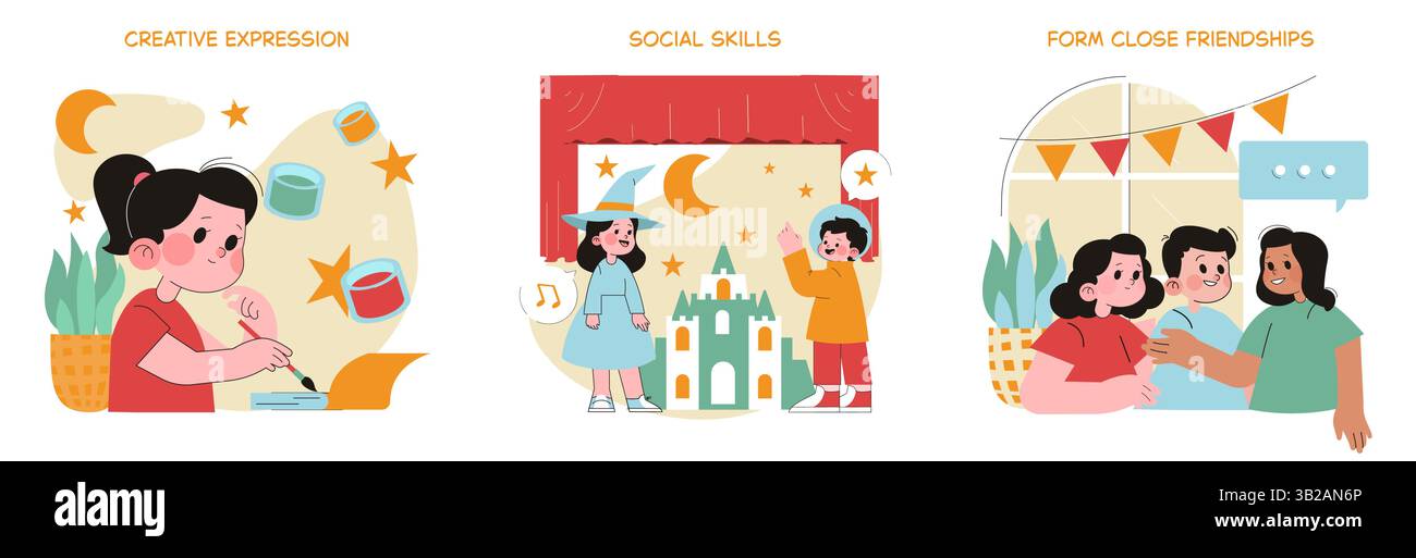 Preschool education illustration displaying key aspects of early ...