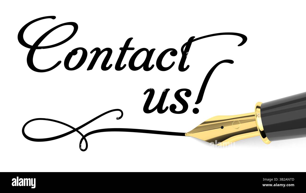 Contact us calligraphy with fountain pen Stock Photo - Alamy