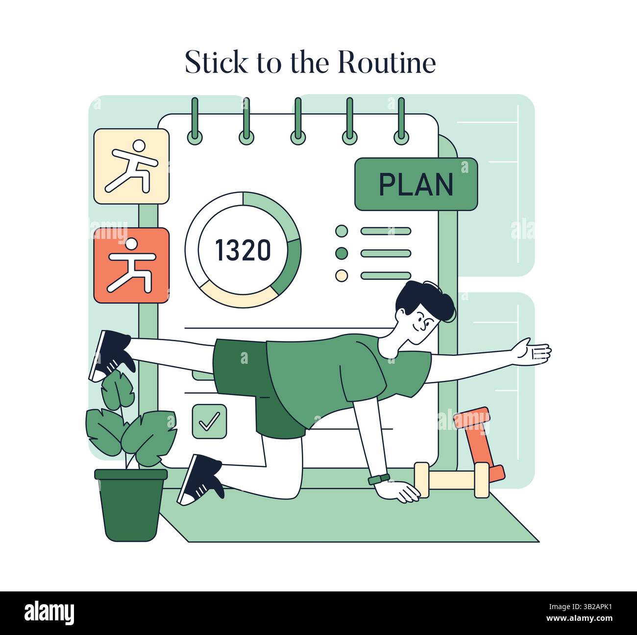 Illustration focusing on a person engaging in Pilates, incorporating ...