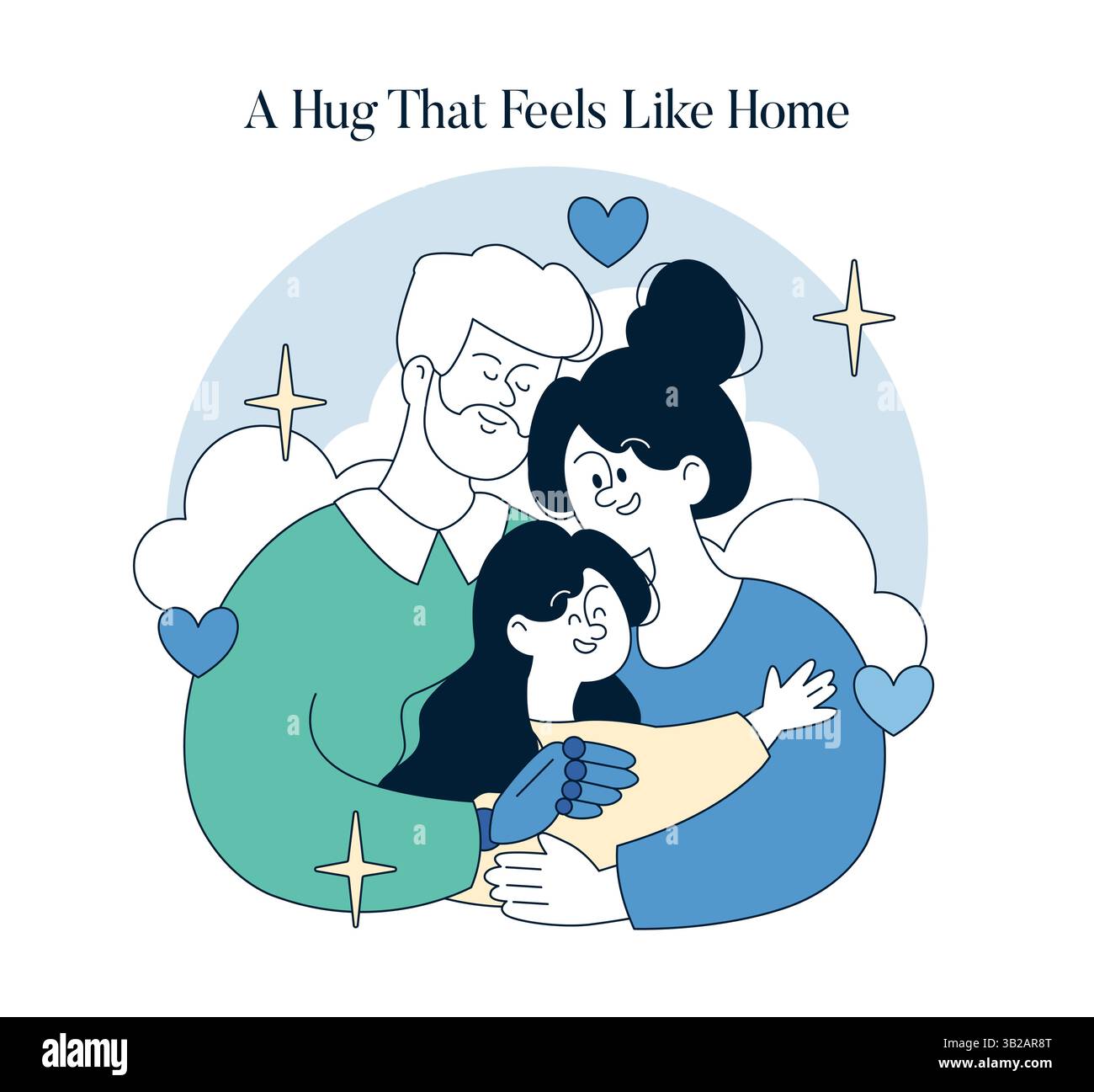 Emotional family connection expressed through a warm hug. This ...