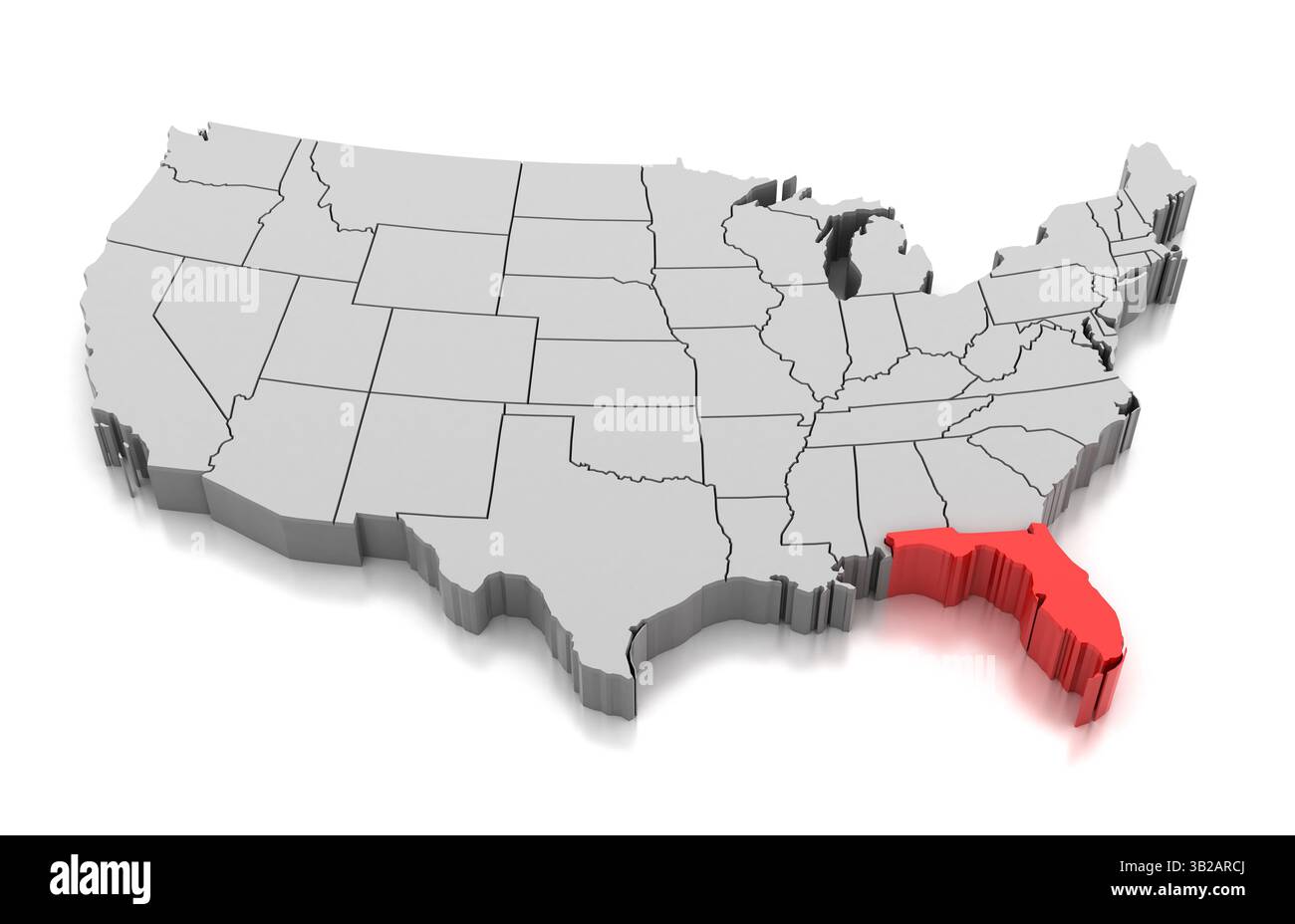 Florida map on american Cut Out Stock Images & Pictures - Alamy