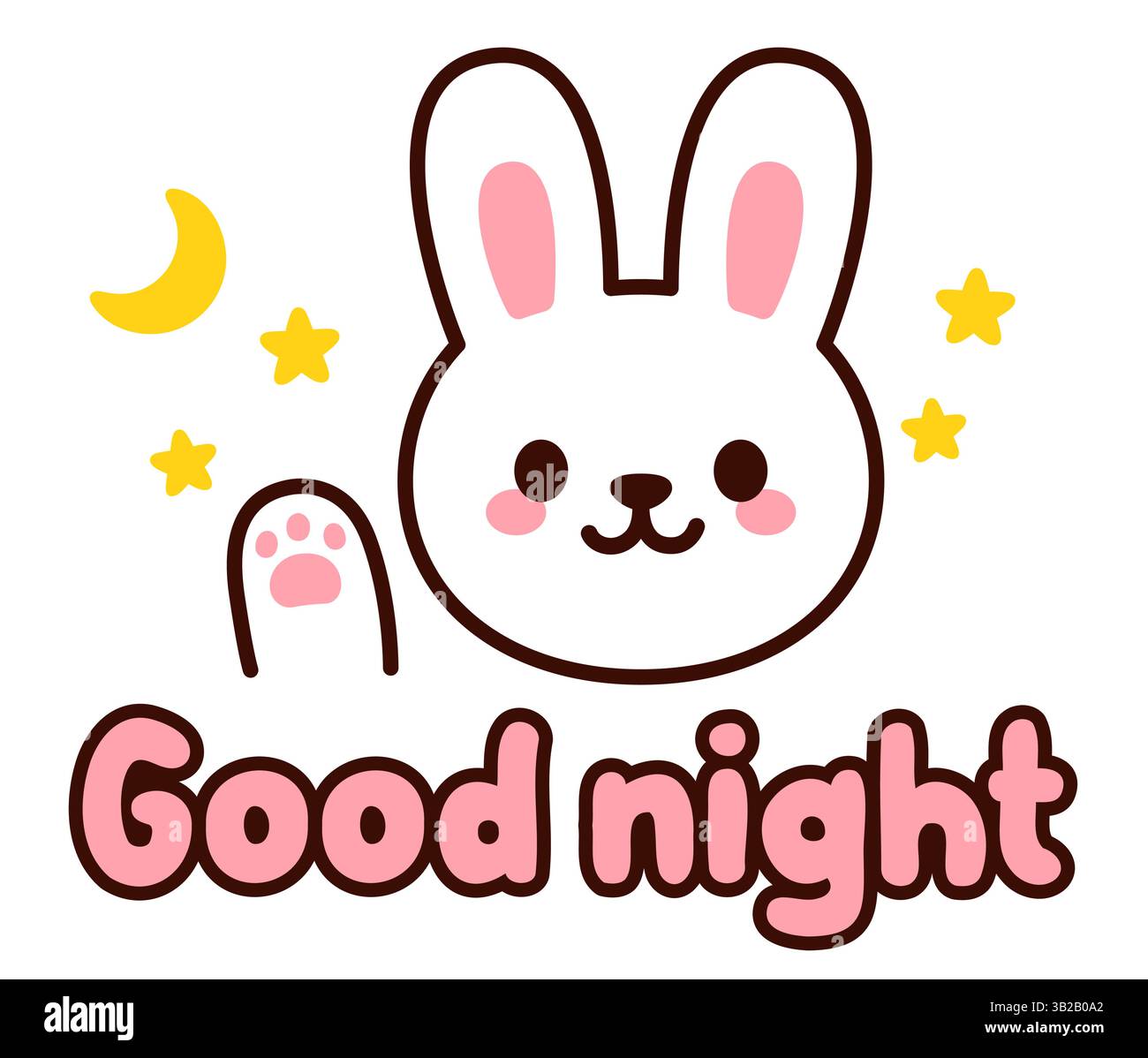 Cute cartoon white bunny saying Good night. Kawaii rabbit sticker ...