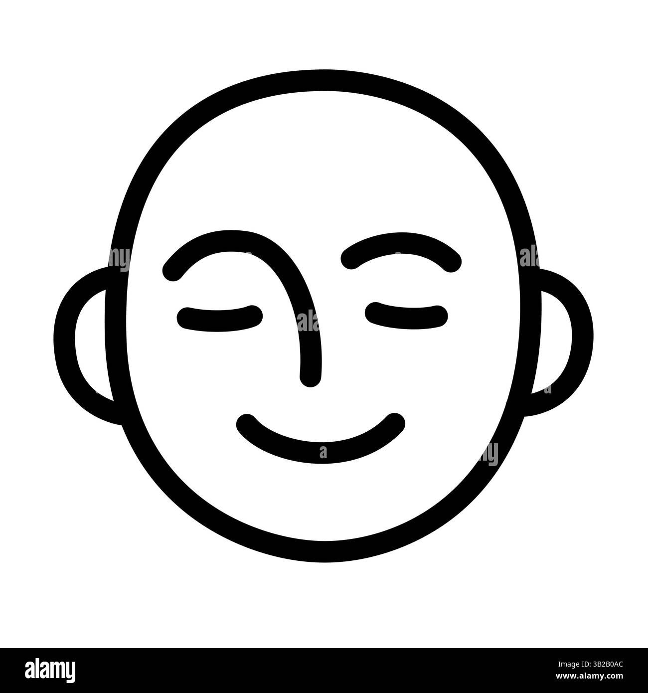 Relaxed smiling face icon or logo. Minimal black and white vector ...