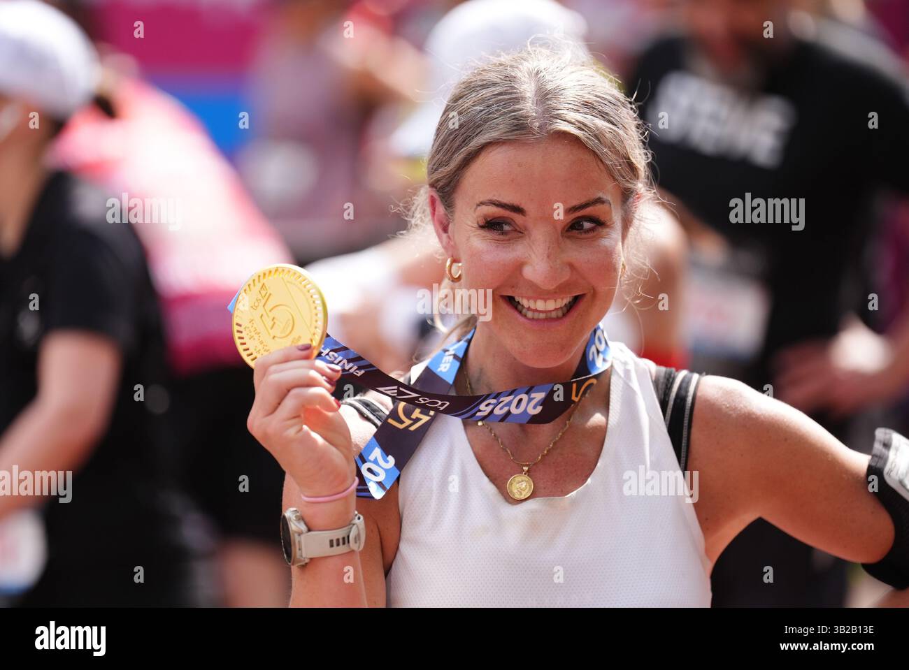 Helen Skelton after crossing the finish line during the TCS London ...