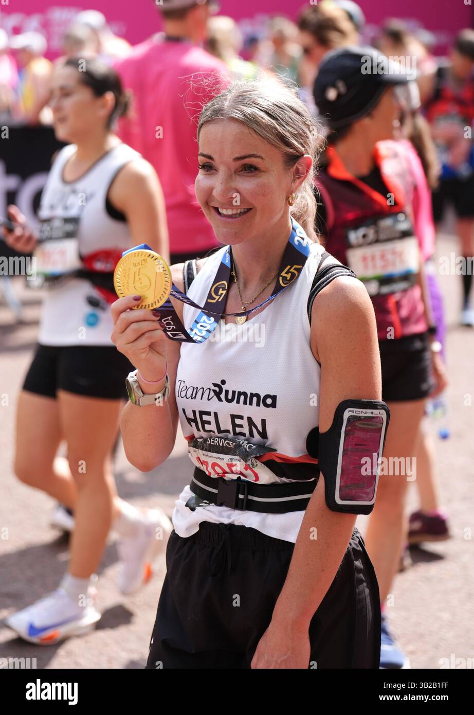 Helen Skelton after crossing the finish line during the TCS London ...