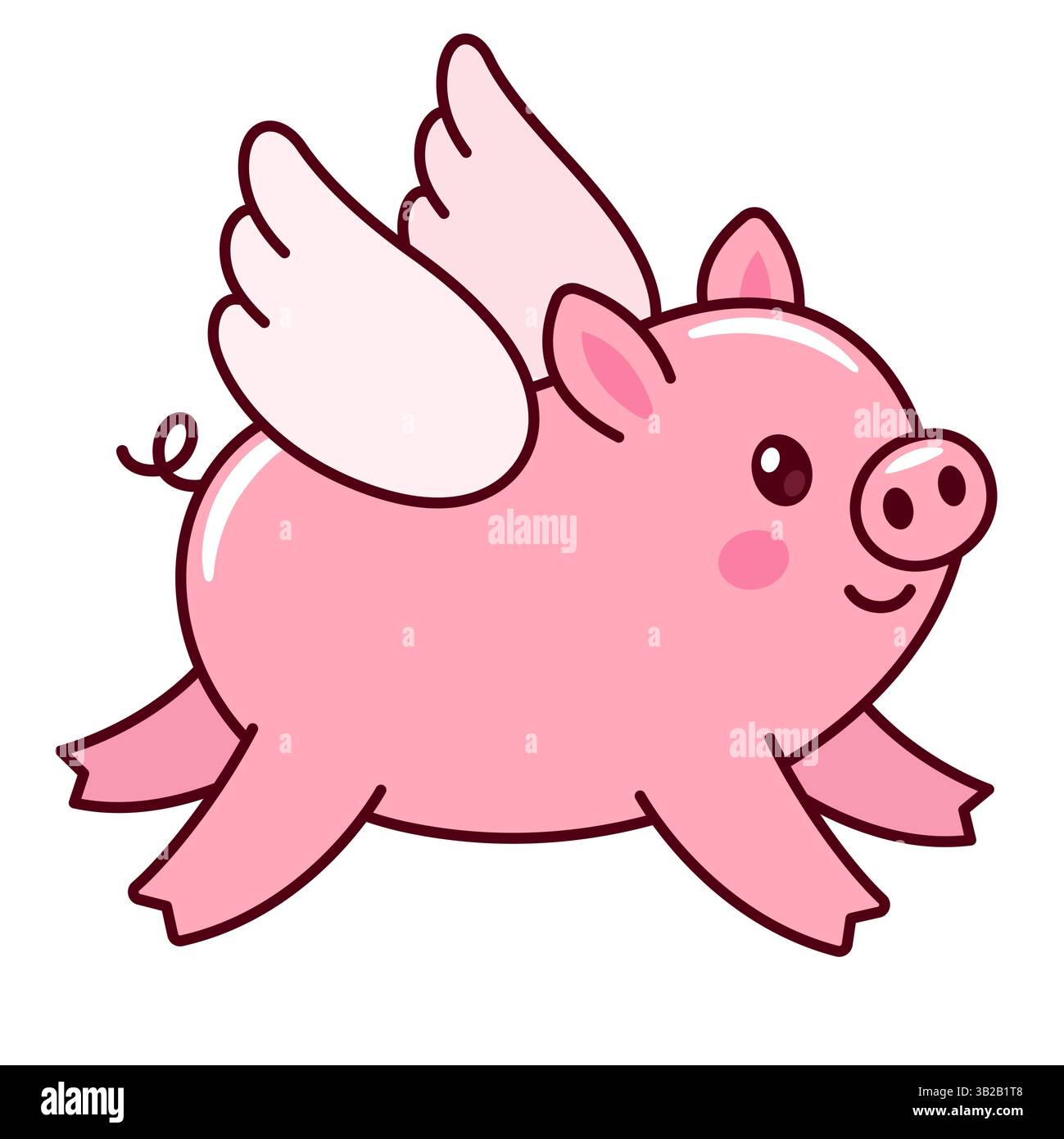 Cute cartoon flying piggy with wings. "When pigs fly" drawing. Isolated ...