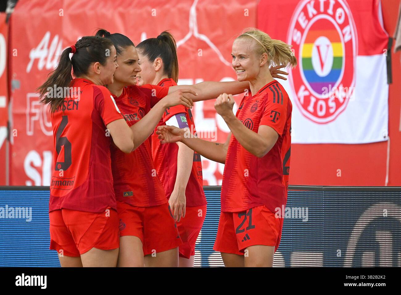 Goal celebration for Pernile HARDER (FCB) after the goal to make it 2-1 ...