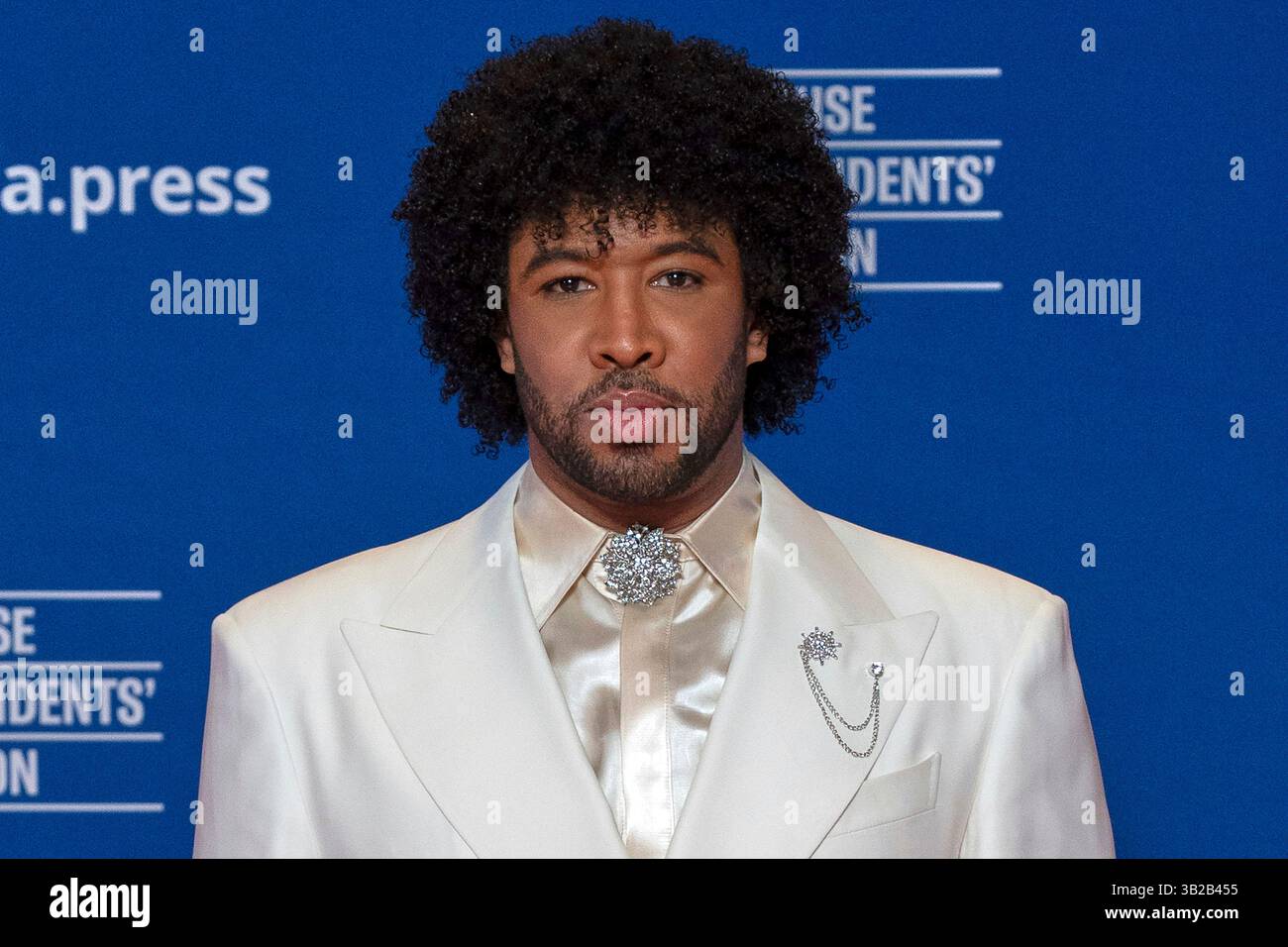 President of the White House Correspondents' Association Eugene Daniels poses for photographers ...