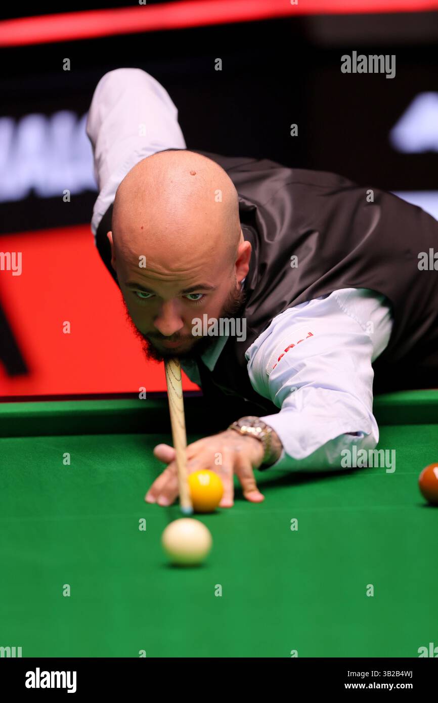 Luca Brecel during his match against Ding Junhui (not pictured) during ...