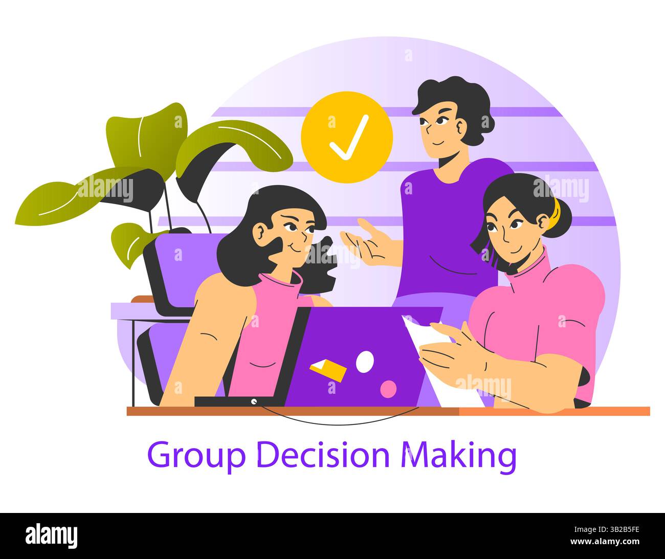 Group decision making process in a collaborative environment. Individuals engage actively ...