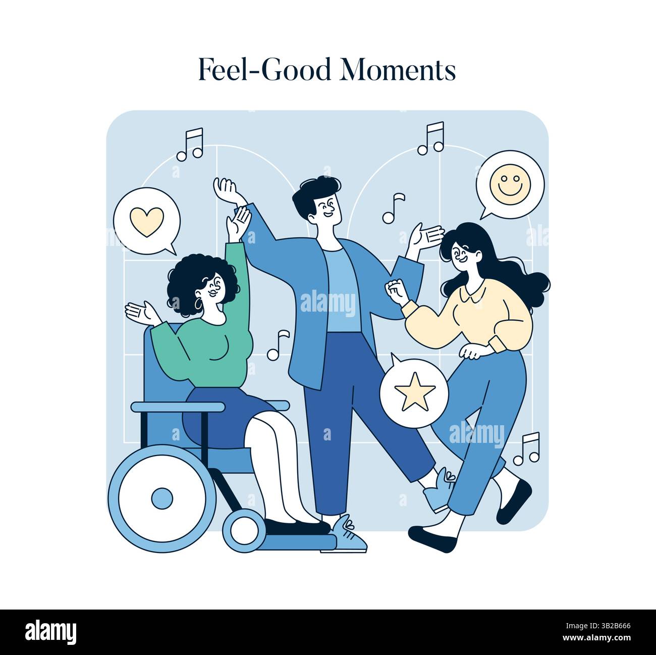Feel-Good Moments illustration captures joyful interactions among ...
